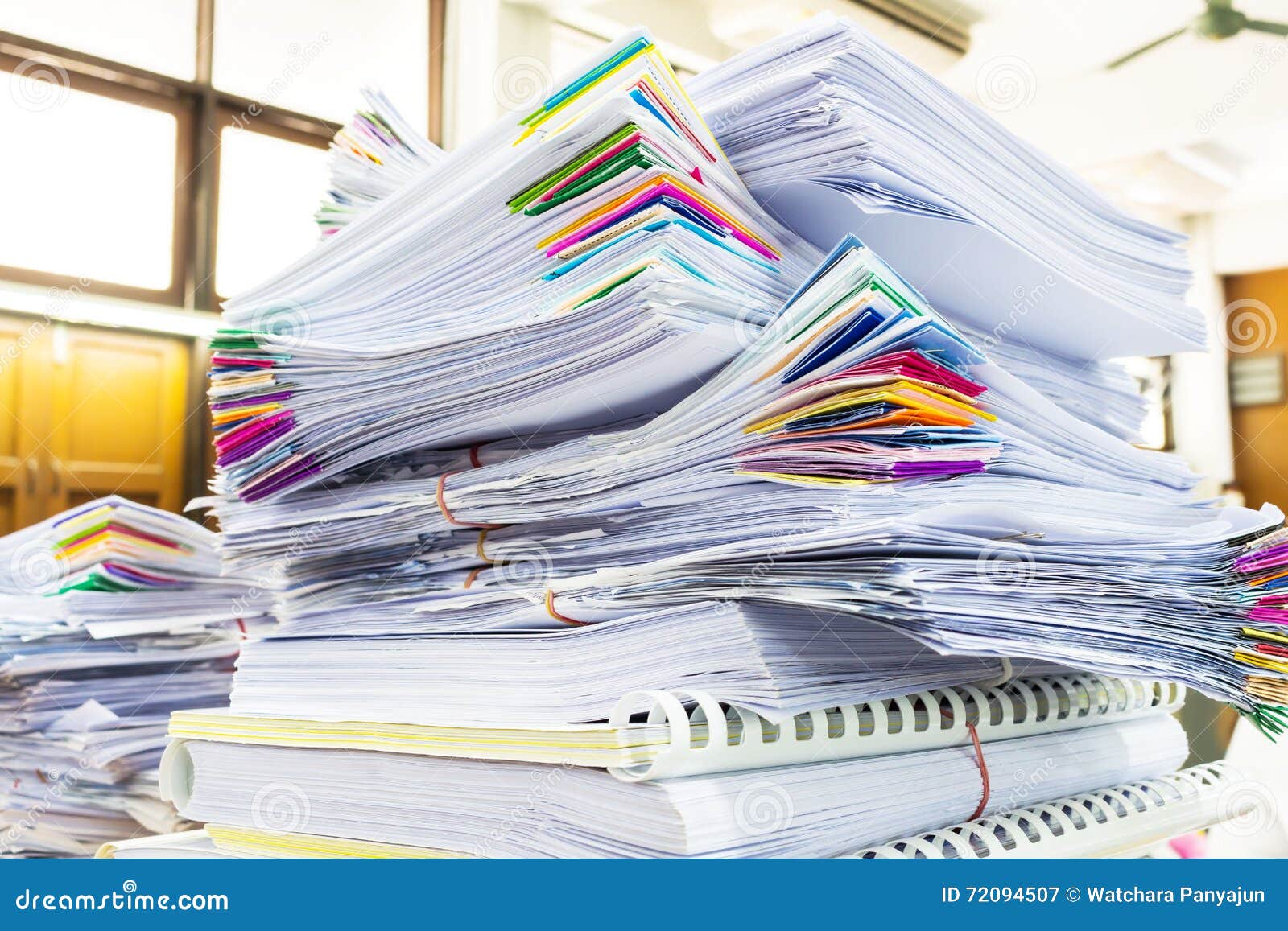 Pile of Documents with Colorful Stock Image - Image of document ...
