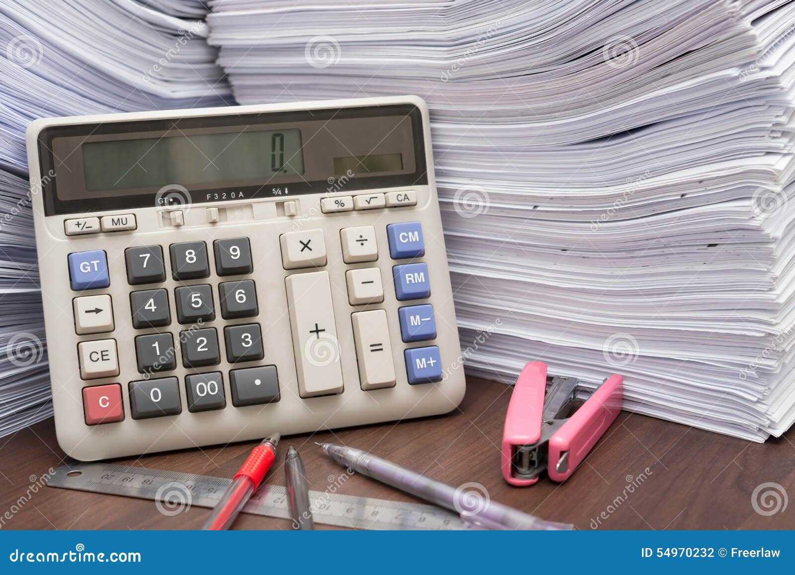 Pile of Documents on Desk Stack Up High Stock Photo - Image of mess ...
