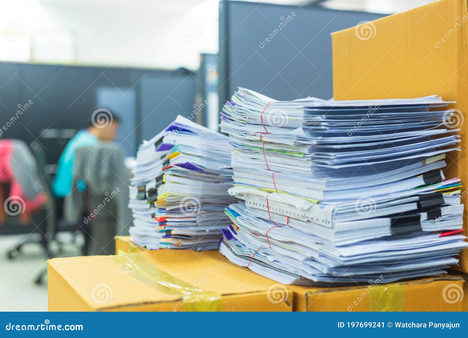 Pile of Documents on Desk Stack Up High Waiting To Be Managed Stock ...