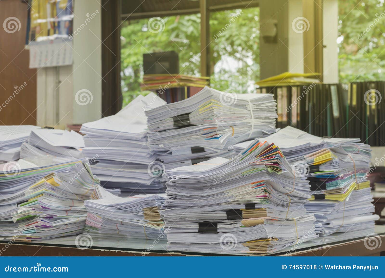 Pile of Documents on Desk Stack Up Stock Photo - Image of cost, firm ...