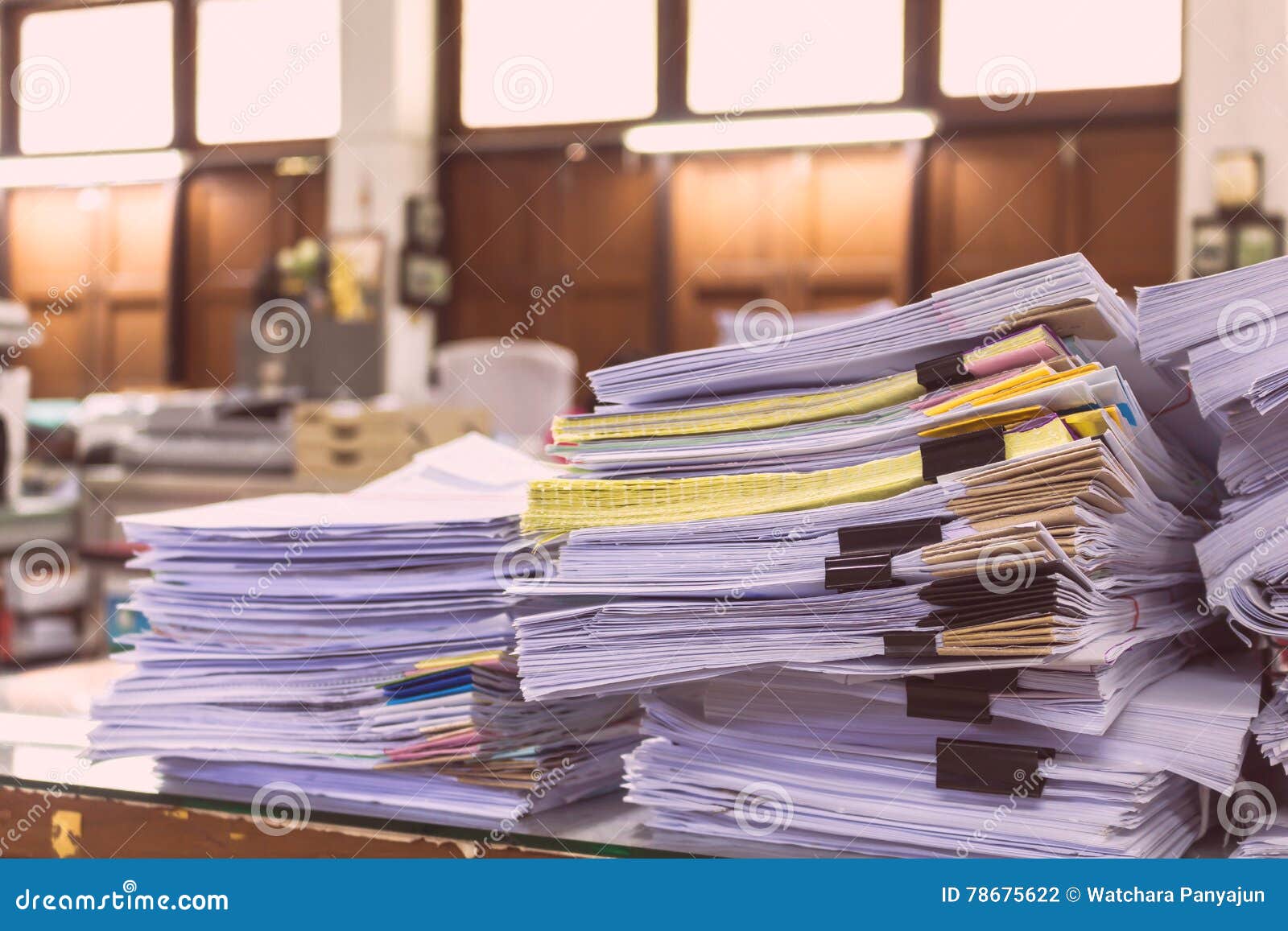 Pile of Documents on Desk Stack Stock Photo - Image of design, data ...
