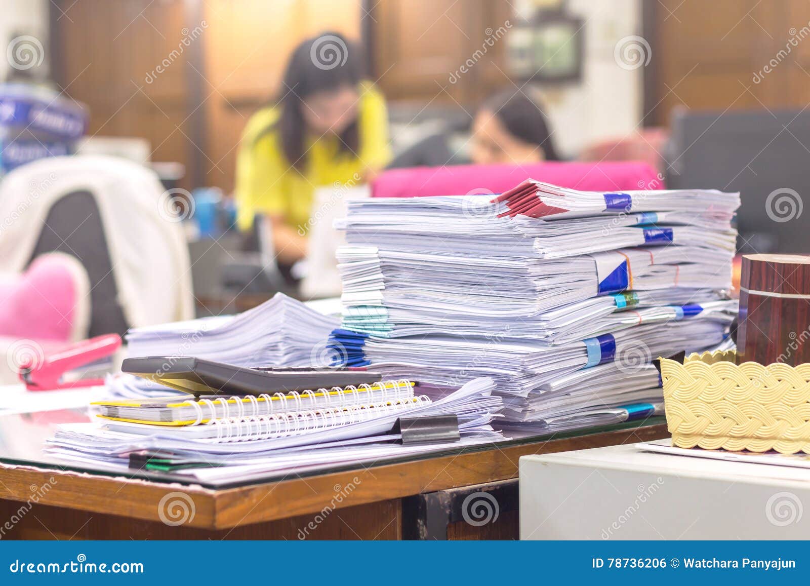 Pile of Documents on Desk Stack Stock Photo - Image of accounting, desk ...