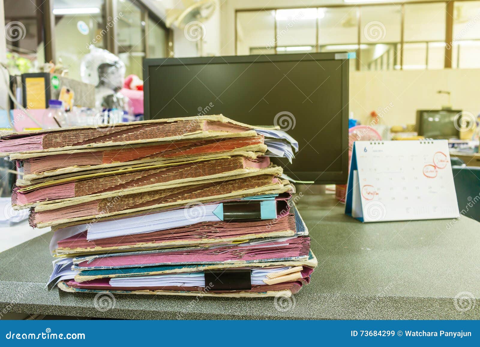 Pile of documents on desk stock image. Image of list - 73684299