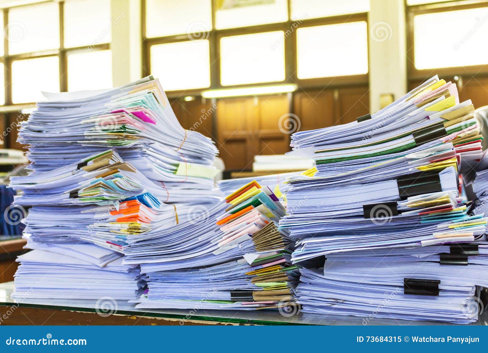 Pile of documents on desk stock image. Image of knowledge - 73684315