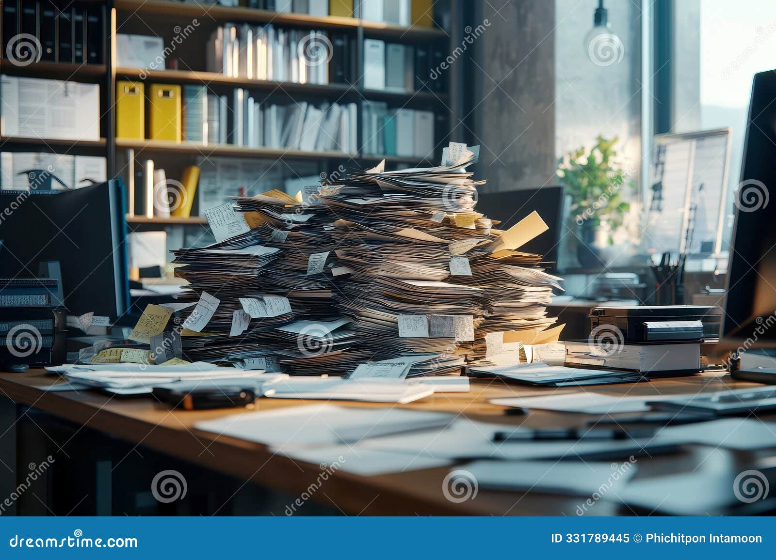 A Pile of Documents on Table in Office. Overwork and Excess ...