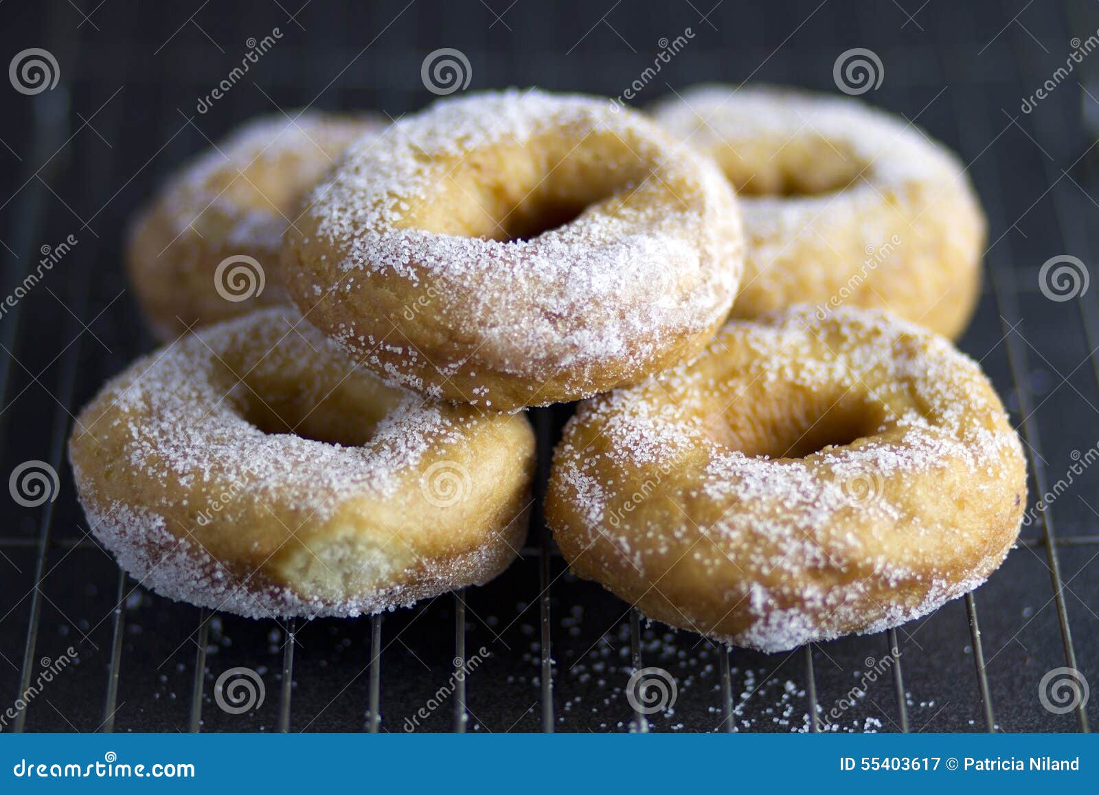 Pile of 5 Doughnuts on a Dark Background Stock Image - Image of ...