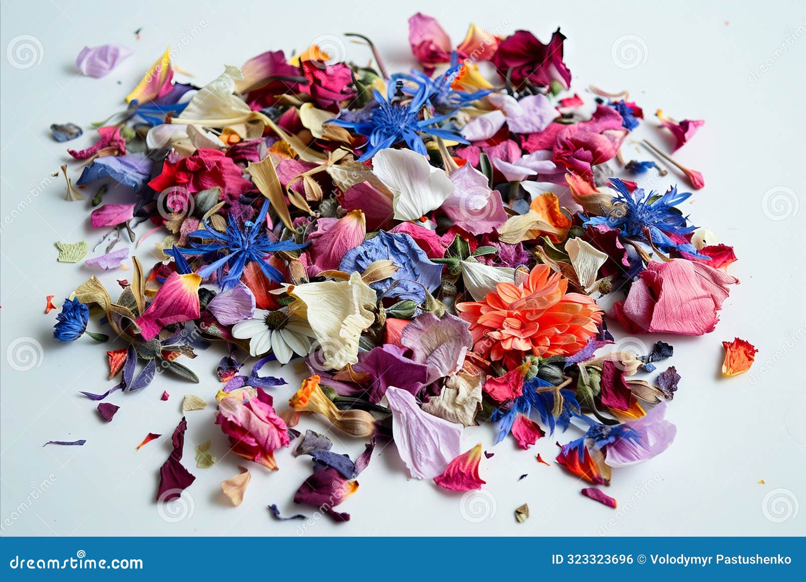 A Pile of Dried Flowers on a White Surface Stock Photo - Image of ...