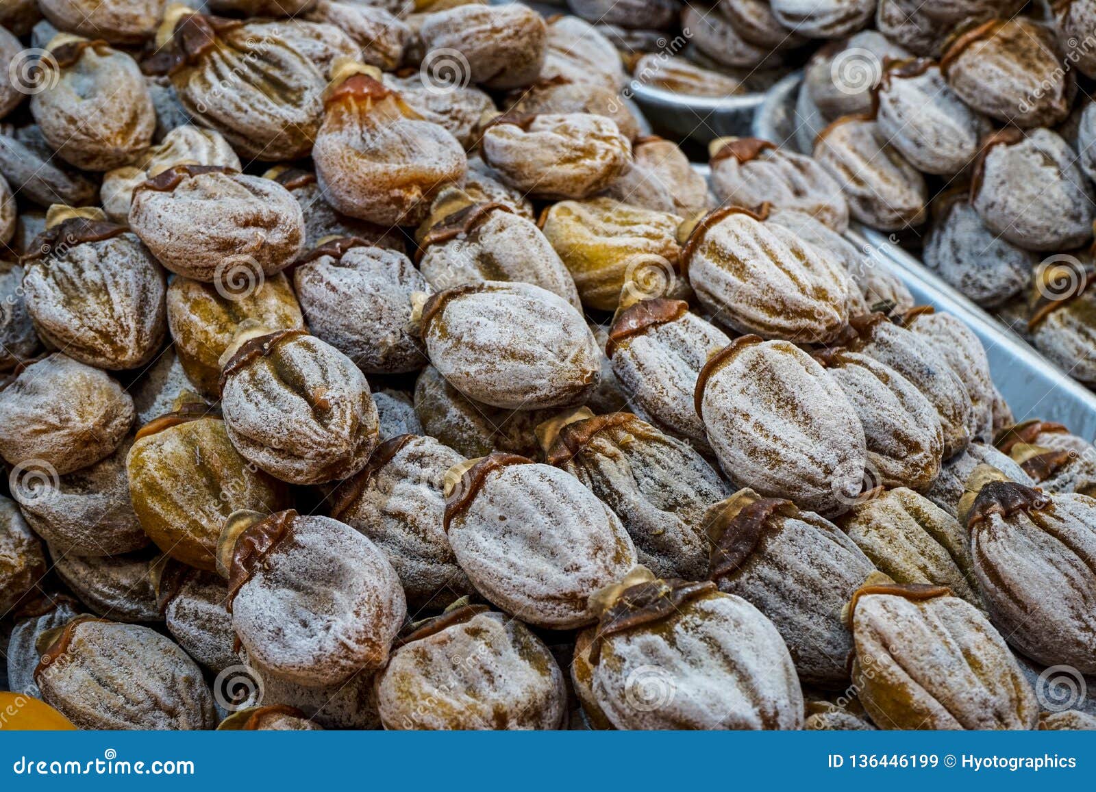 A pile of Dried persimmon stock image. Image of market - 136446199