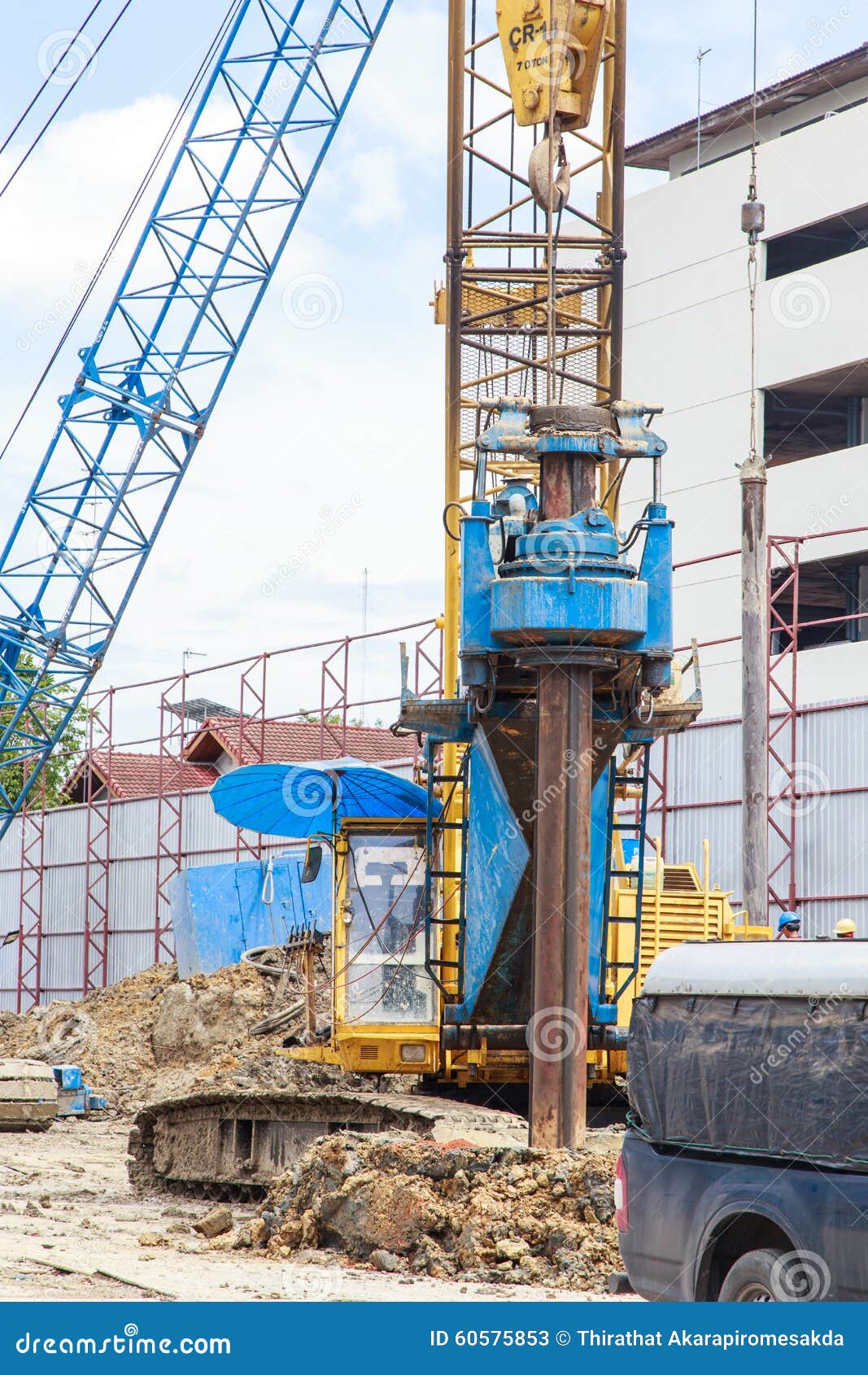 Pile drilling machine stock image. Image of yellow, work - 60575853