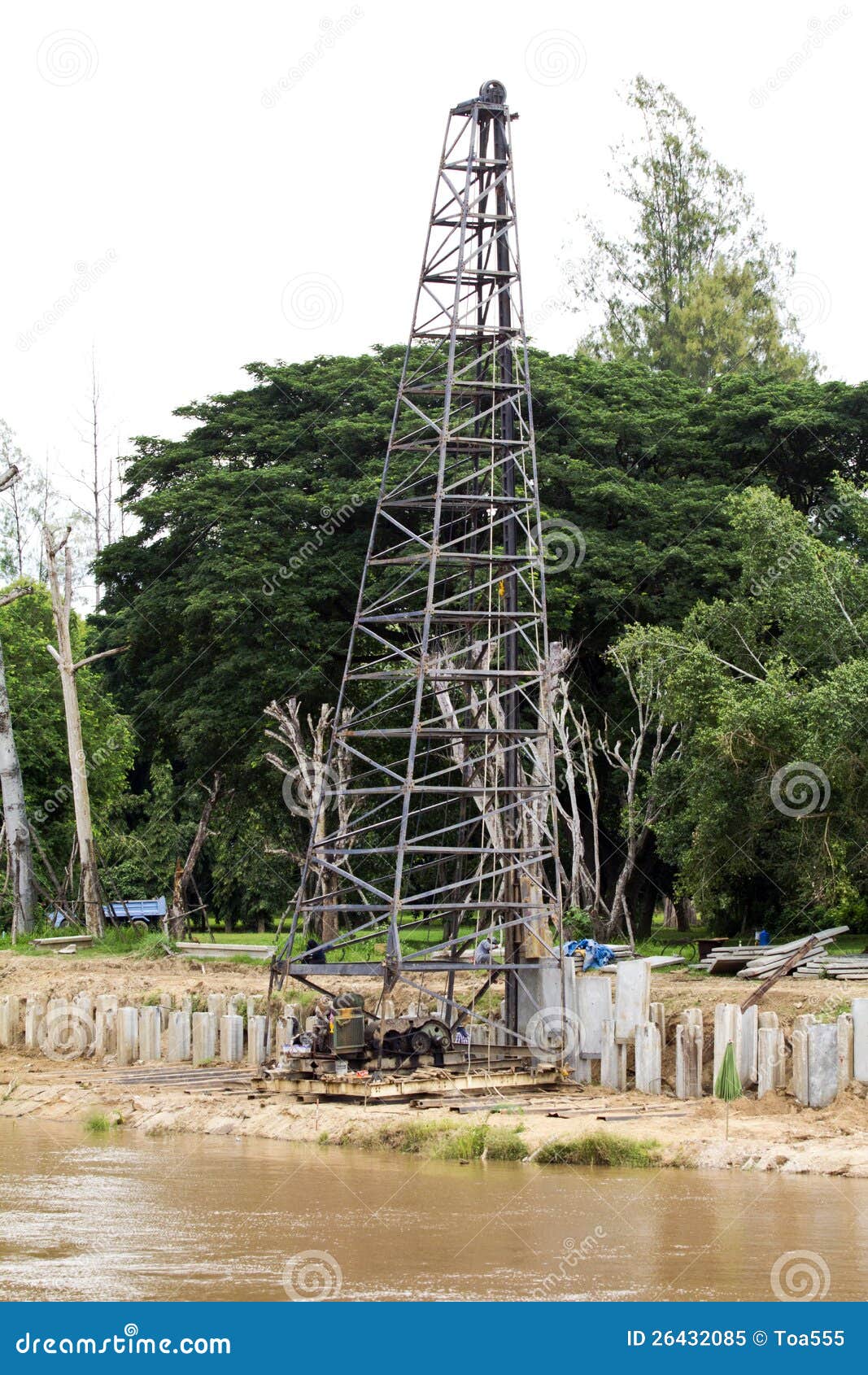 Pile Driver in a Construction Site Stock Image - Image of heavy, prefab ...