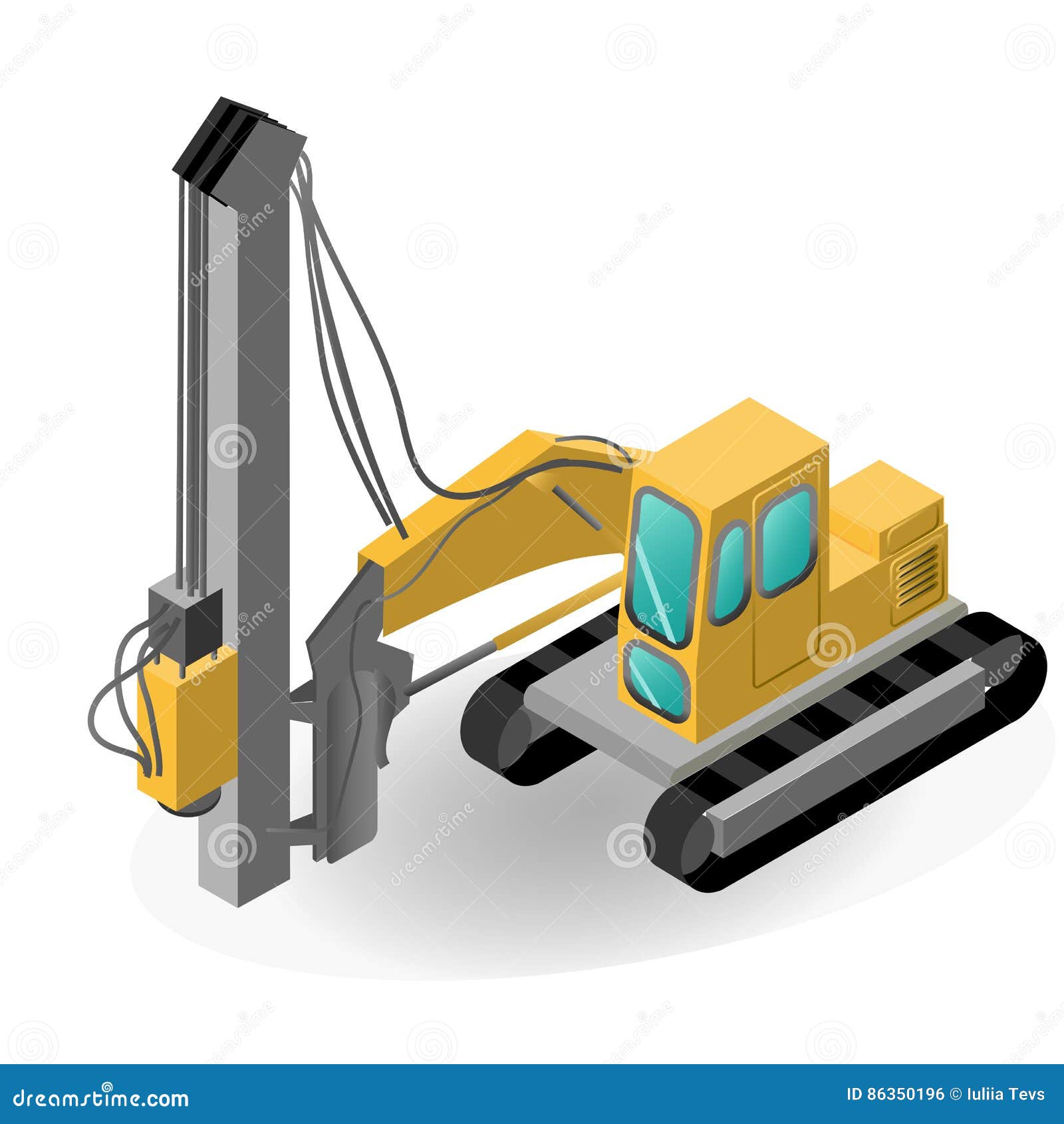 Pile Driver Isolated on White. EPS 10 Opacity. Stock Vector ...