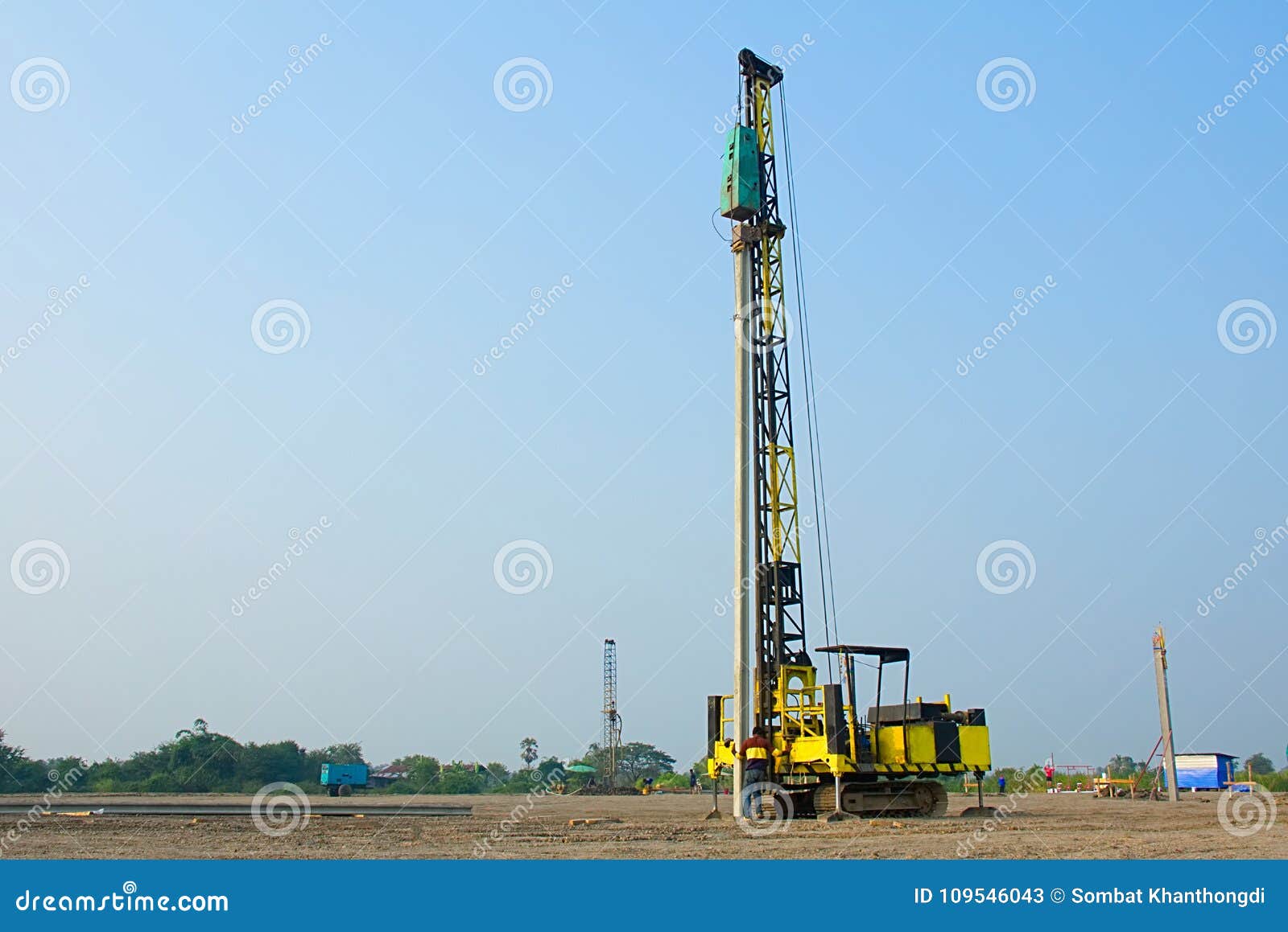 Pile driver stock image. Image of crane, foundation - 109546043