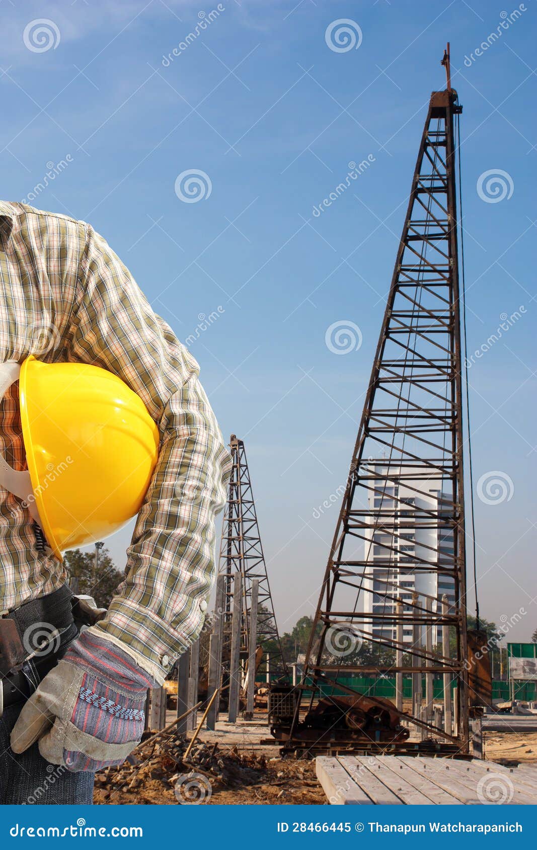 Pile Driver Works To Set Precast Concrete Piles in a Constructi Stock ...