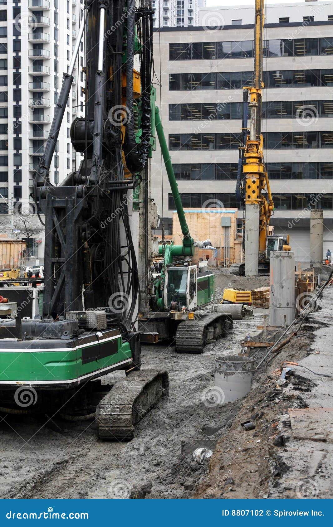 Pile Drivers on Construction Site Stock Photo - Image of pile, driver ...
