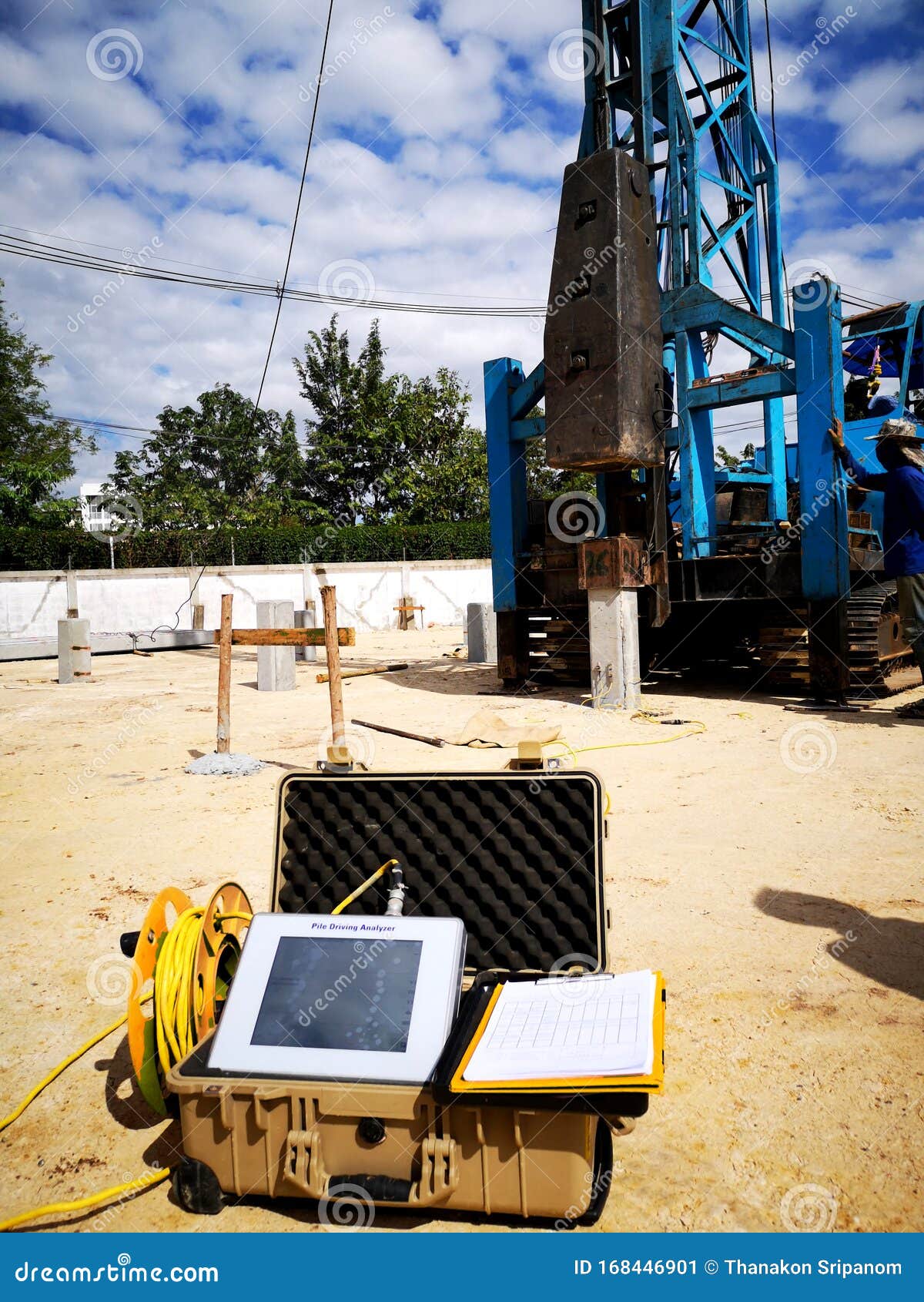 Pile Driving Analyzer Testing in Construction Site Stock Image - Image ...