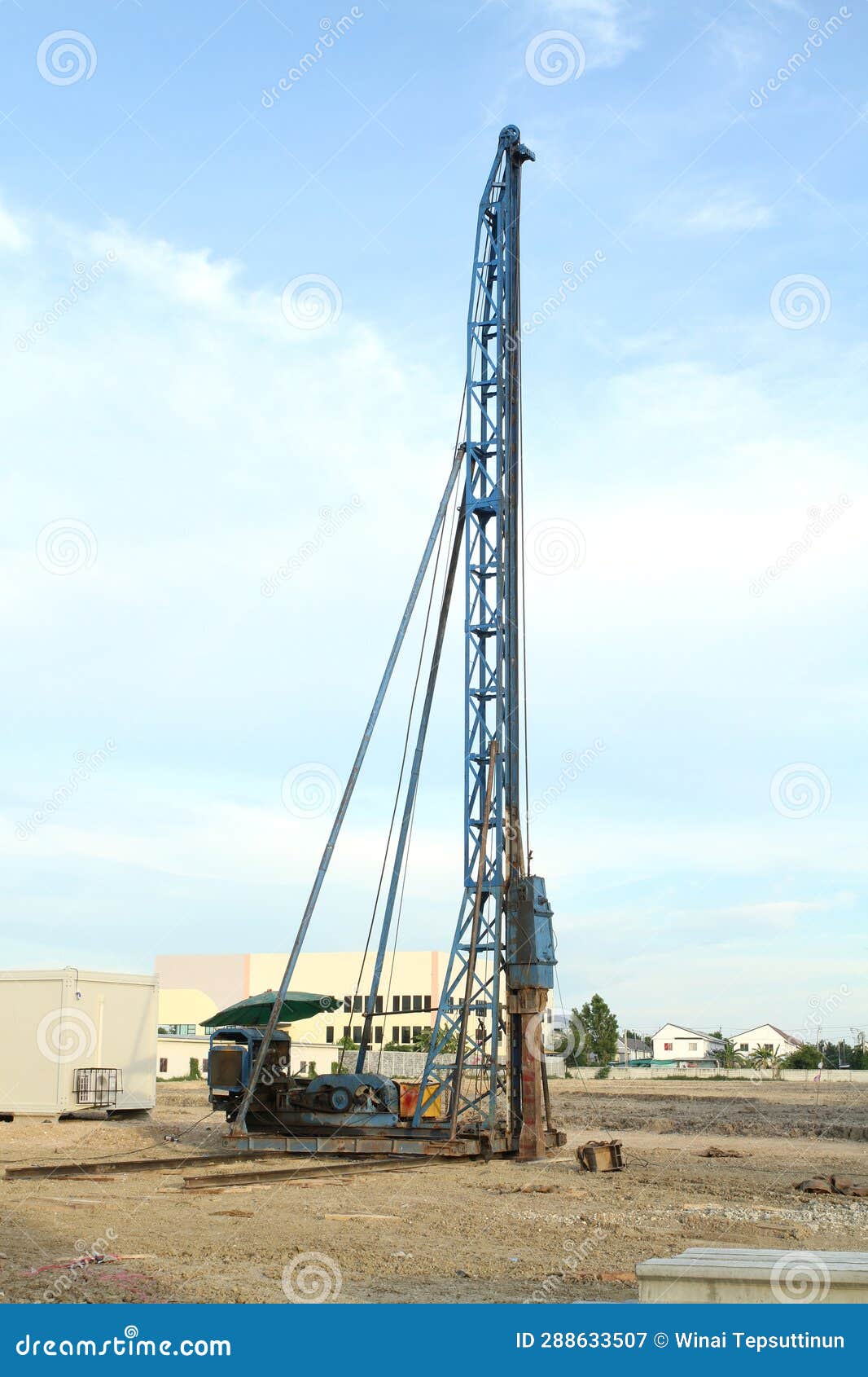 Pile Driving Machine On A Construction Site Stock Image | CartoonDealer ...