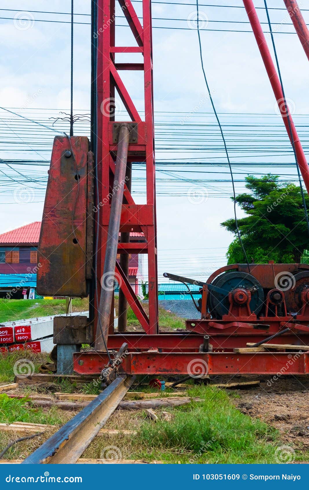 Pile driving crane stock image. Image of structure, heavy - 103051609