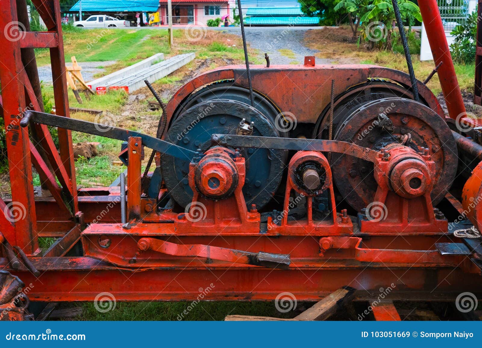 Pile driving crane stock image. Image of equipment, construction ...