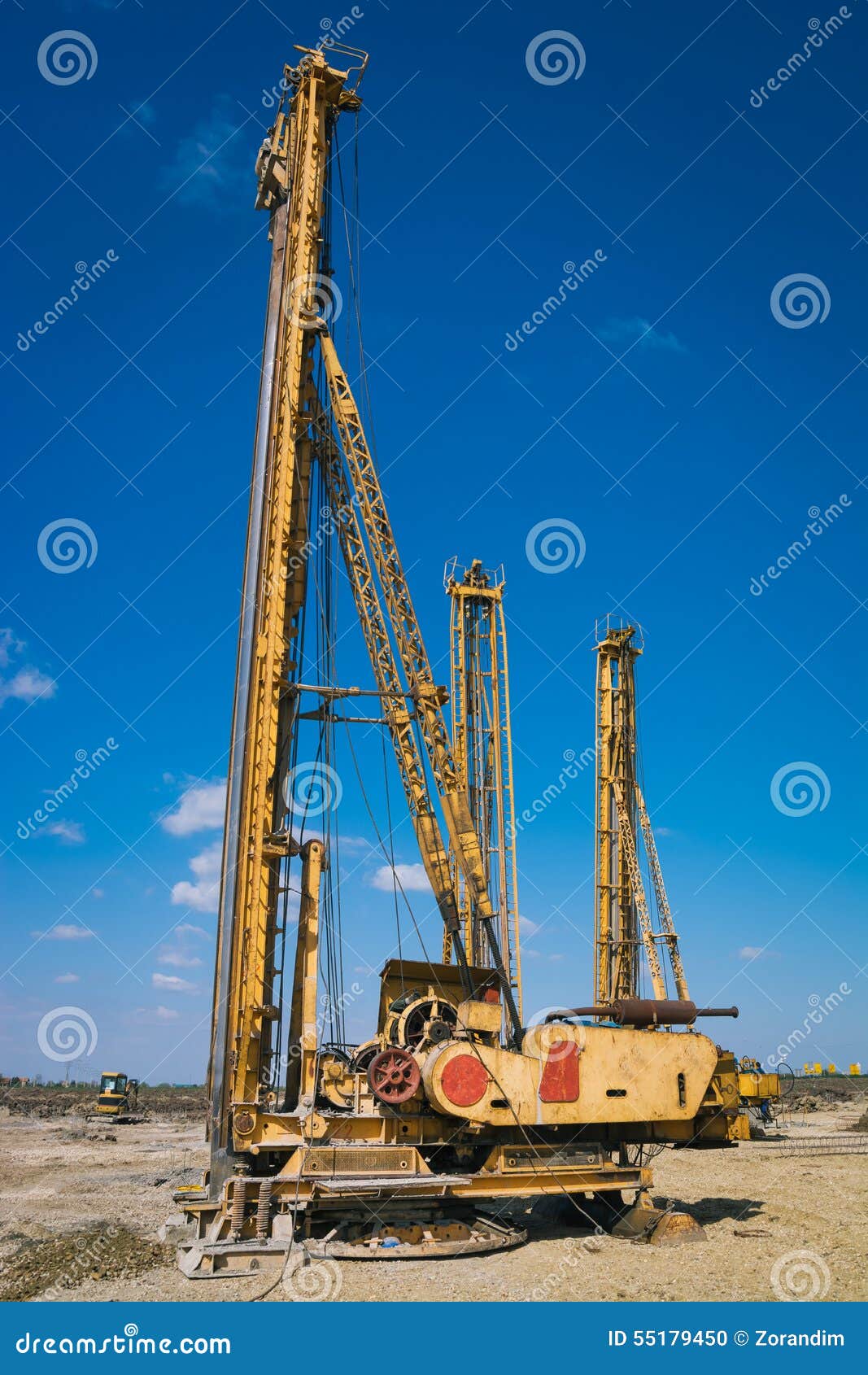 Pile Driving Machine in Construction Site Stock Photo - Image of ...