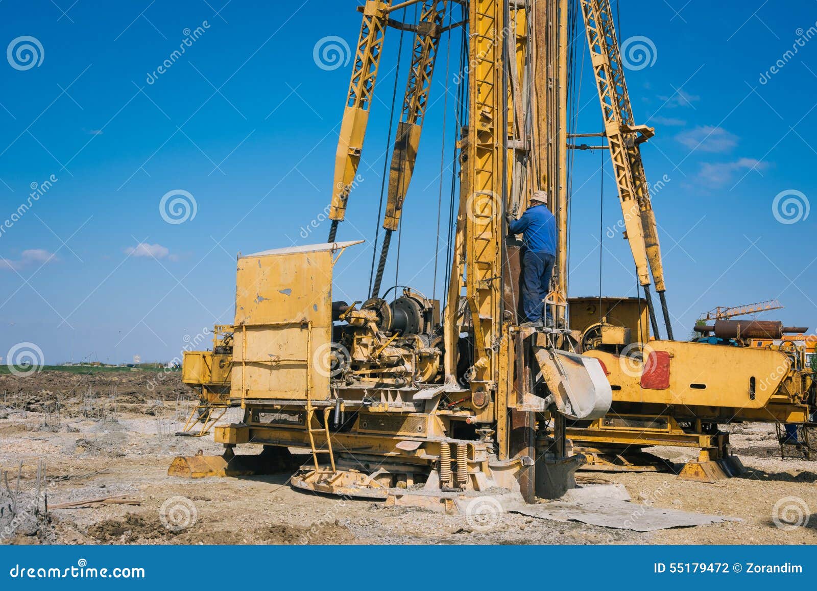 Pile Driving Machine in Construction Site Stock Photo - Image of ...