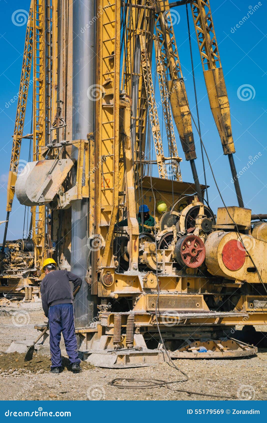 Pile Driving Machine in Construction Site Stock Image - Image of blue ...