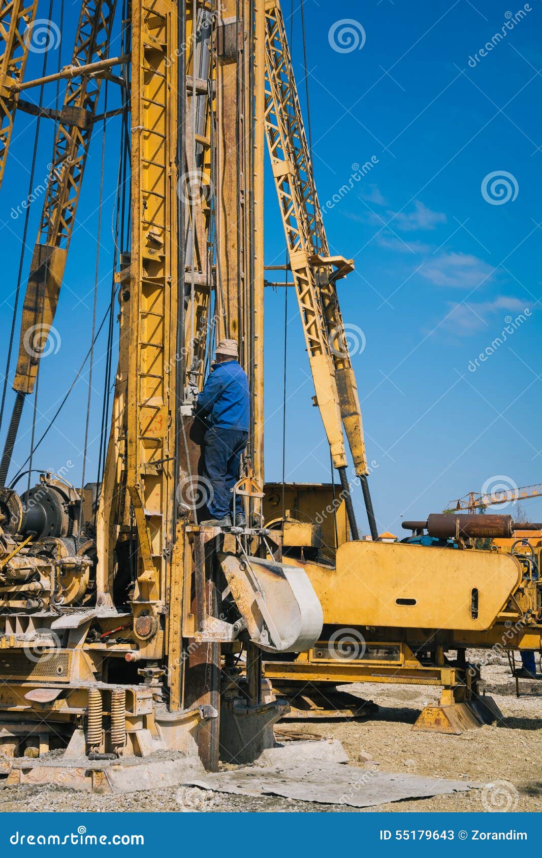 Pile Driving Machine in Construction Site Stock Image - Image of ...
