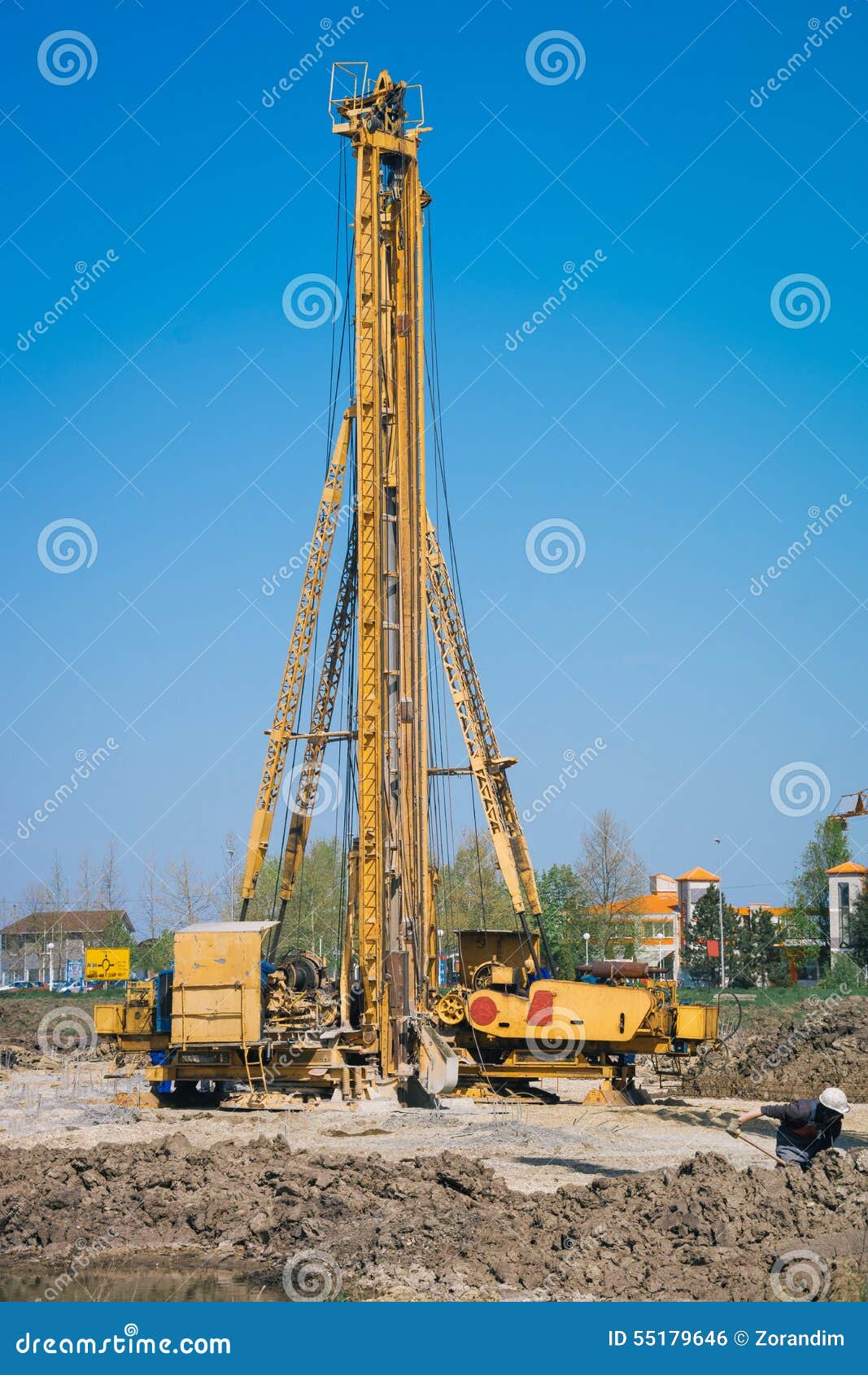 Pile Driving Machine in Construction Site Stock Photo - Image of ...