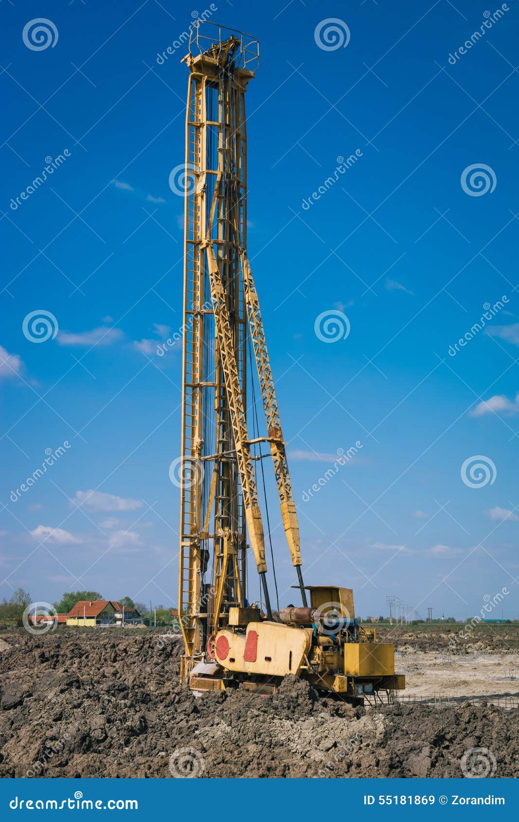 Pile Driving Machine in Construction Site Stock Image - Image of piling ...