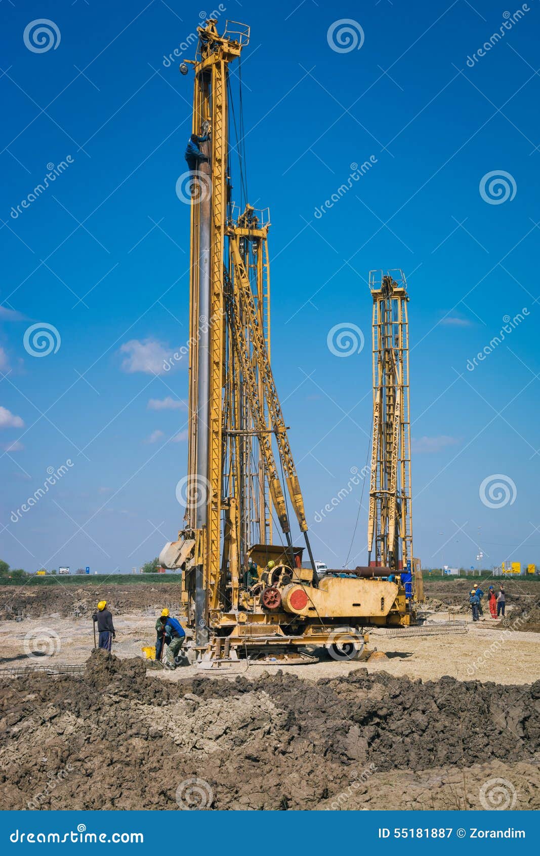 Pile Driving Machine in Construction Site Stock Image - Image of ...