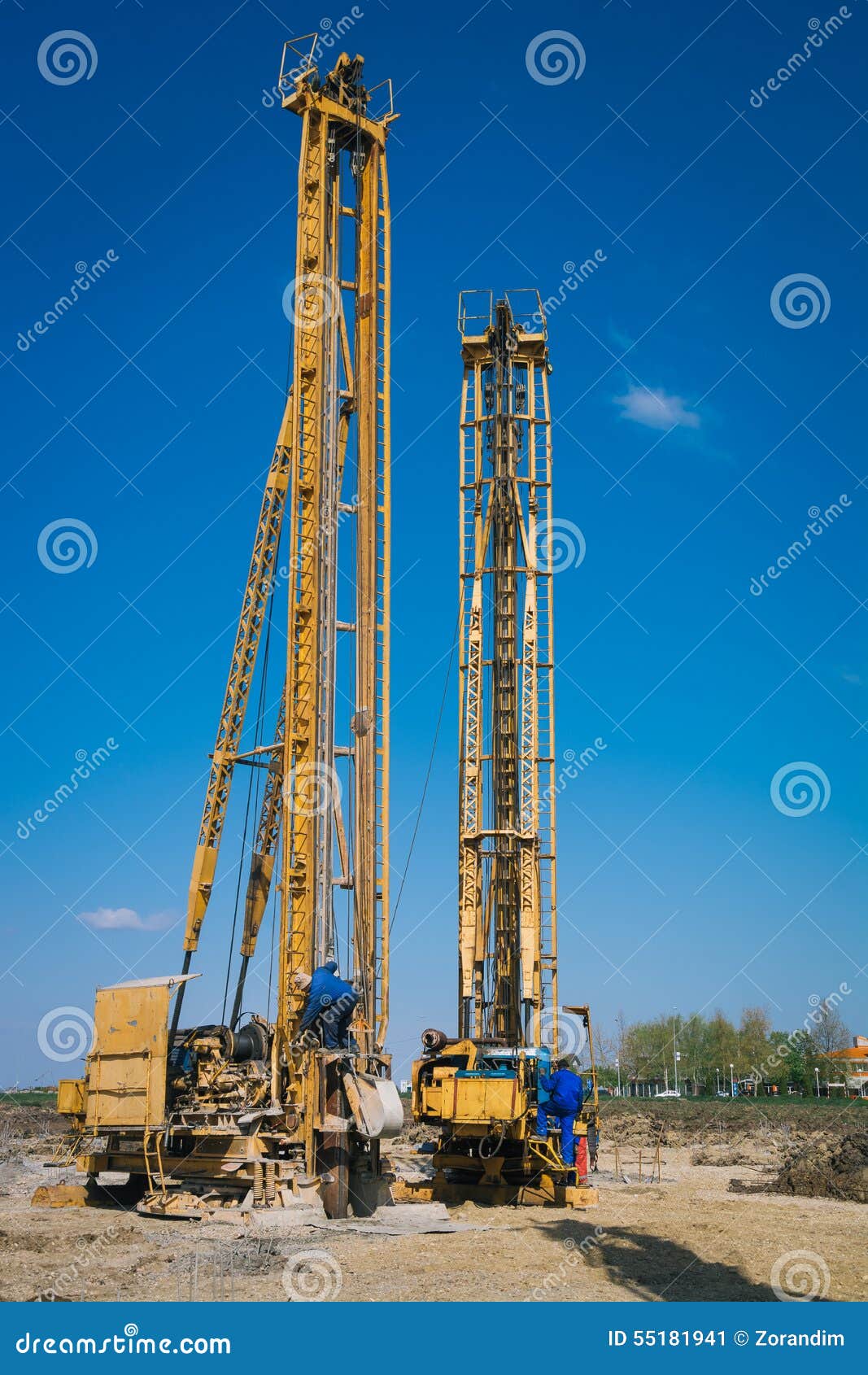 Pile Driving Machine in Construction Site Stock Image - Image of ...