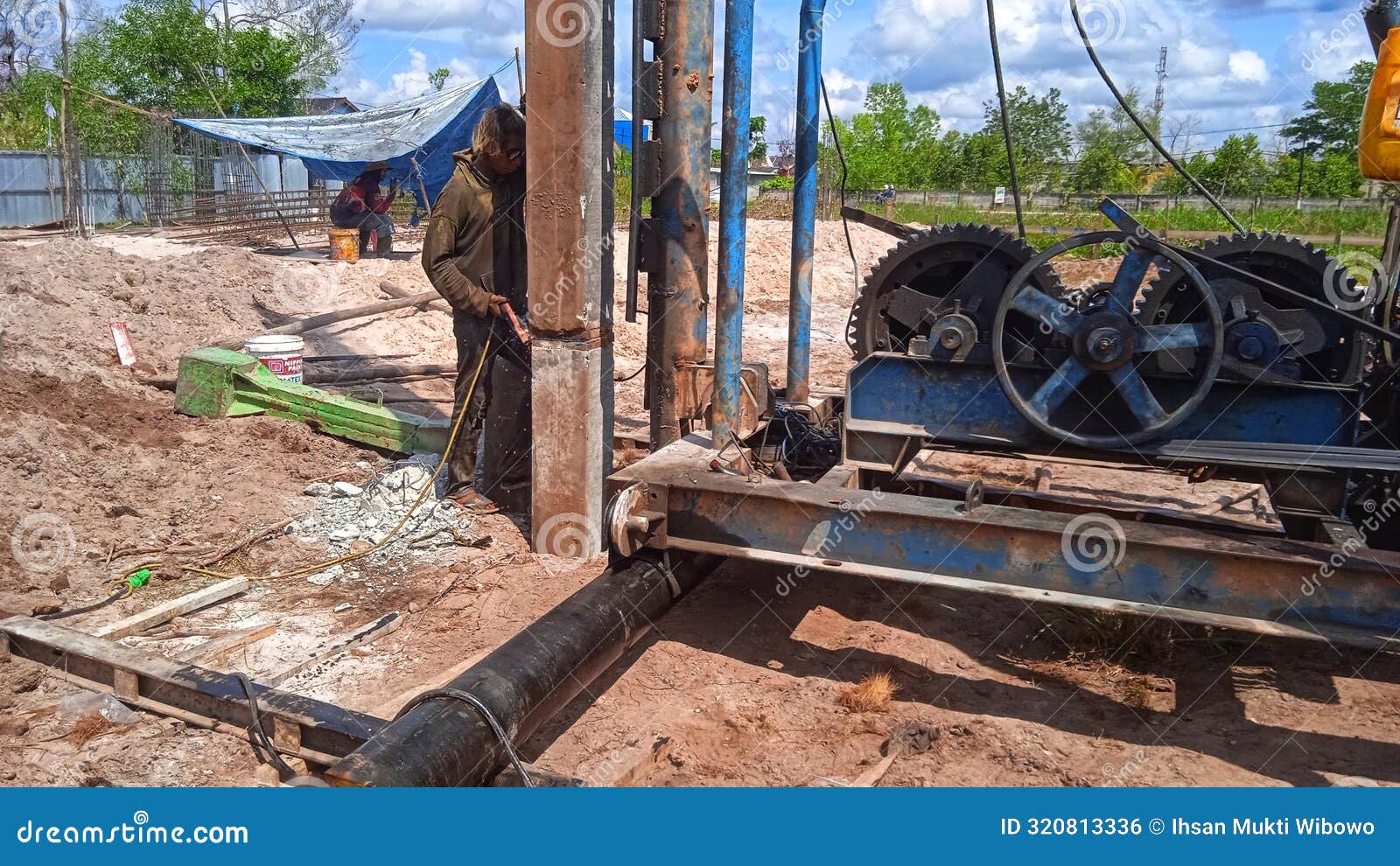 Pile Driving Machine. Diesel Hammer Pile Driving Machine Working on ...