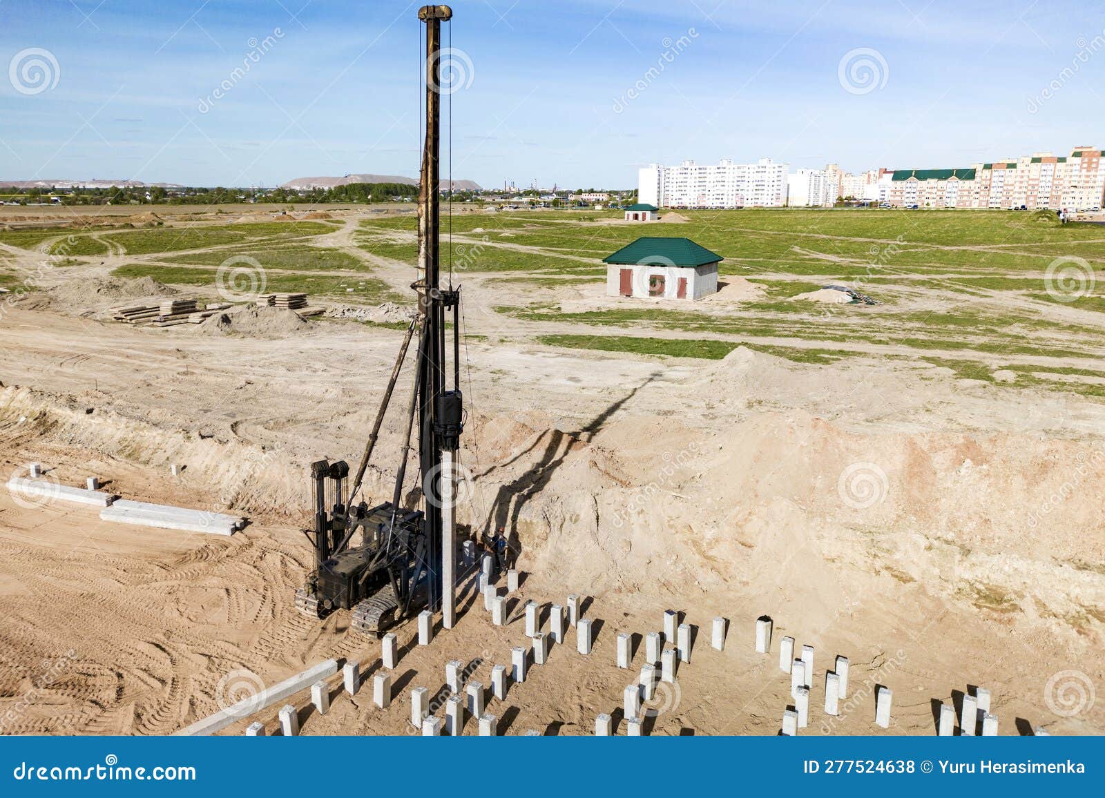 Pile Driving Machine. Diesel Hammer Pile Driving Machine Working on ...