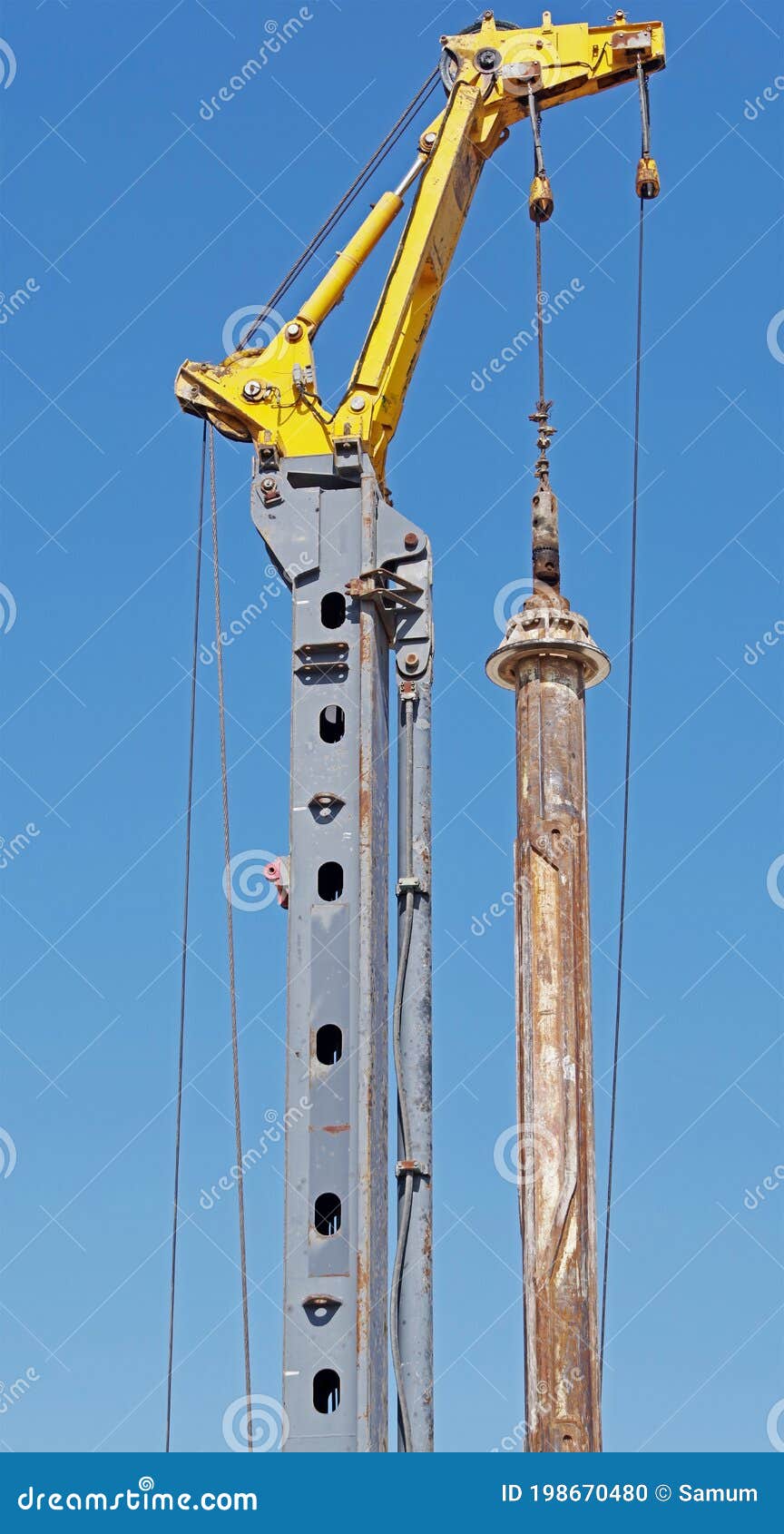 The pile driving machine stock photo. Image of digging - 198670480