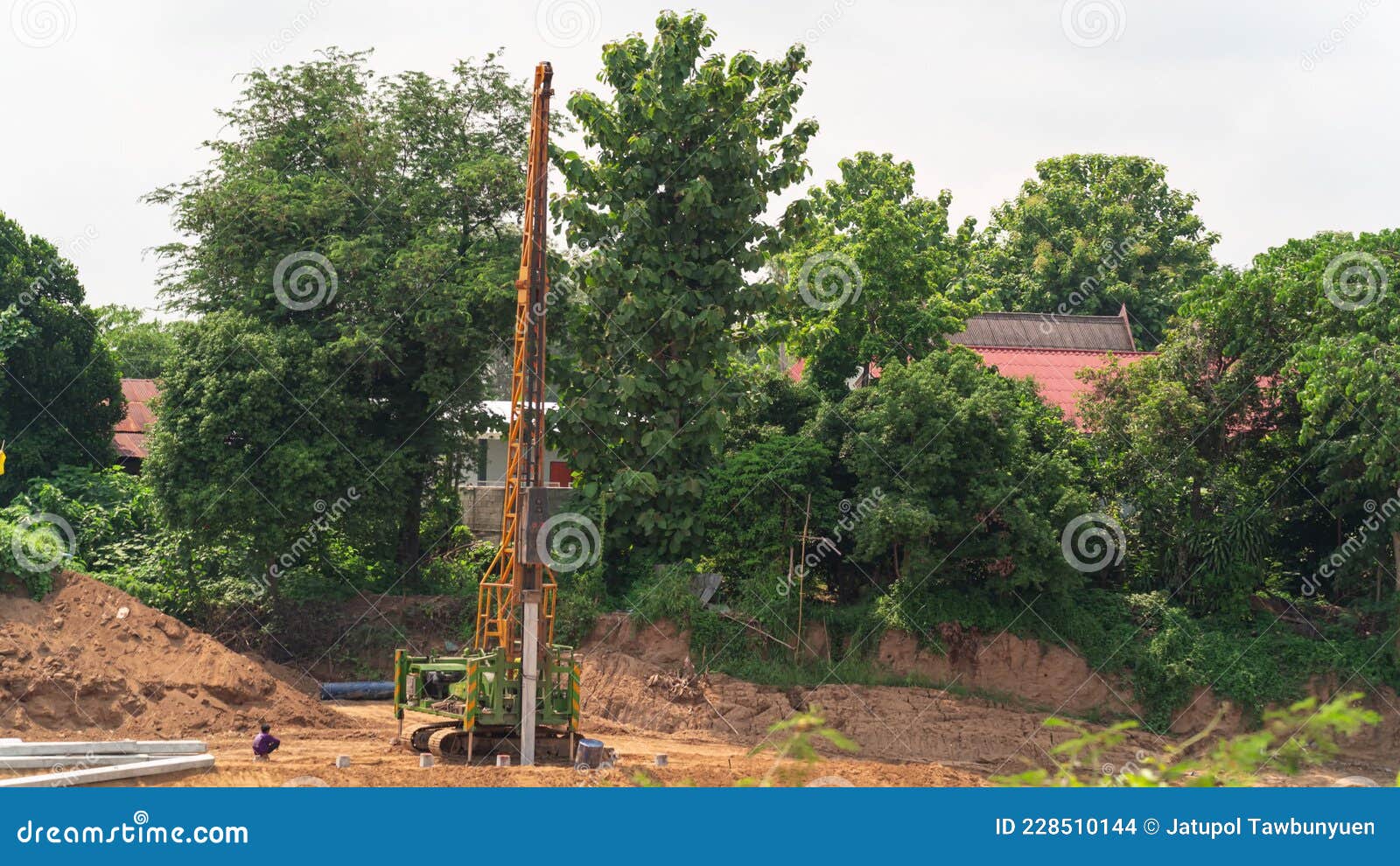 Pile Driving Machine of the Structure Drives Piles Deep into the Ground ...