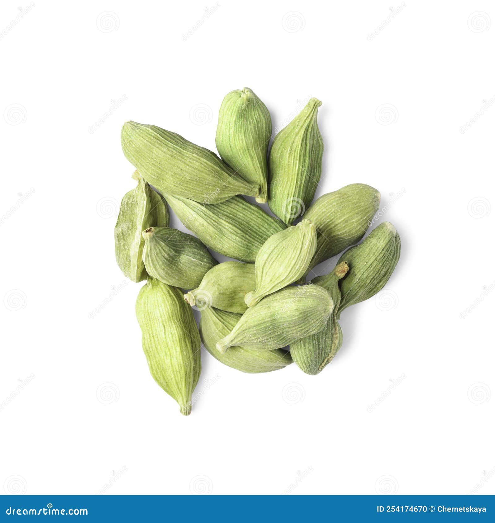 Pile of Dry Green Cardamom on White Background, Top View Stock Photo ...