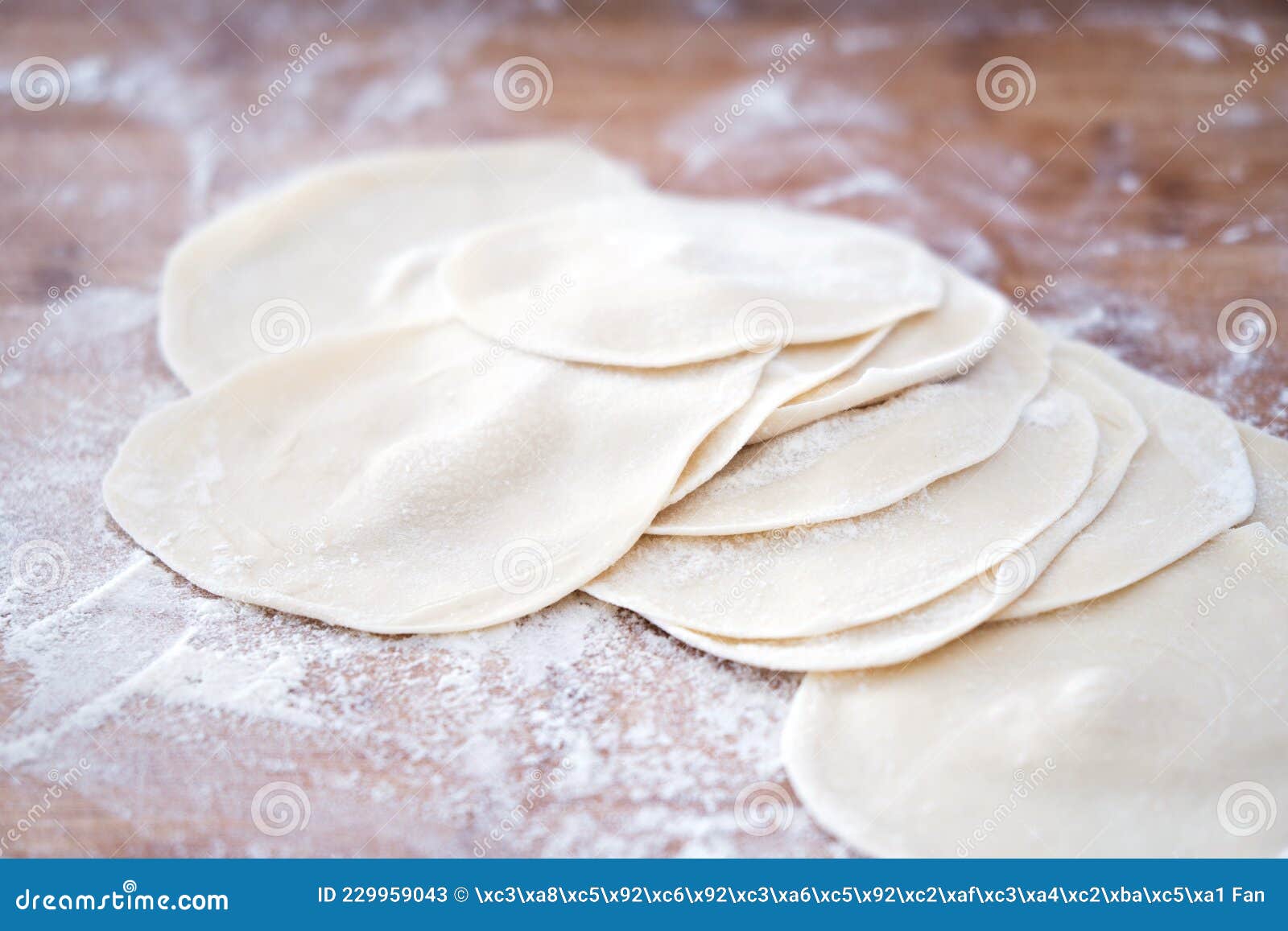 A pile of dumpling skin stock image. Image of flour - 229959043