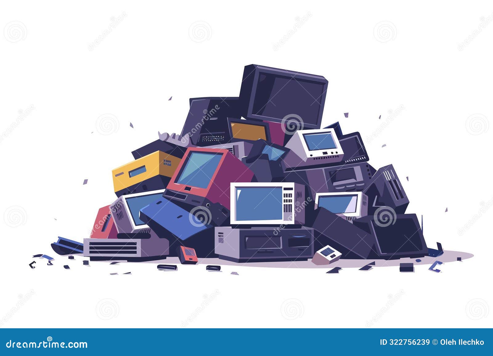 Pile of E-waste Isolated Vector Style Stock Vector - Illustration of ...