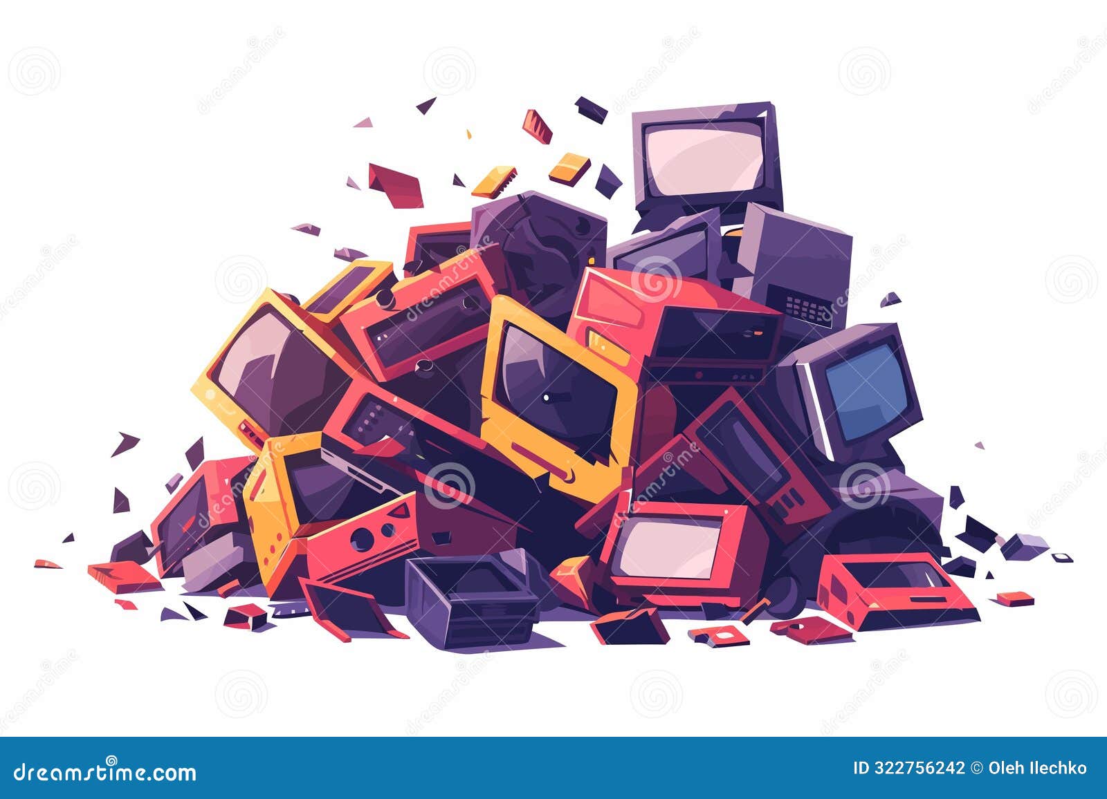 Pile of E-waste Isolated Vector Style Stock Vector - Illustration of ...