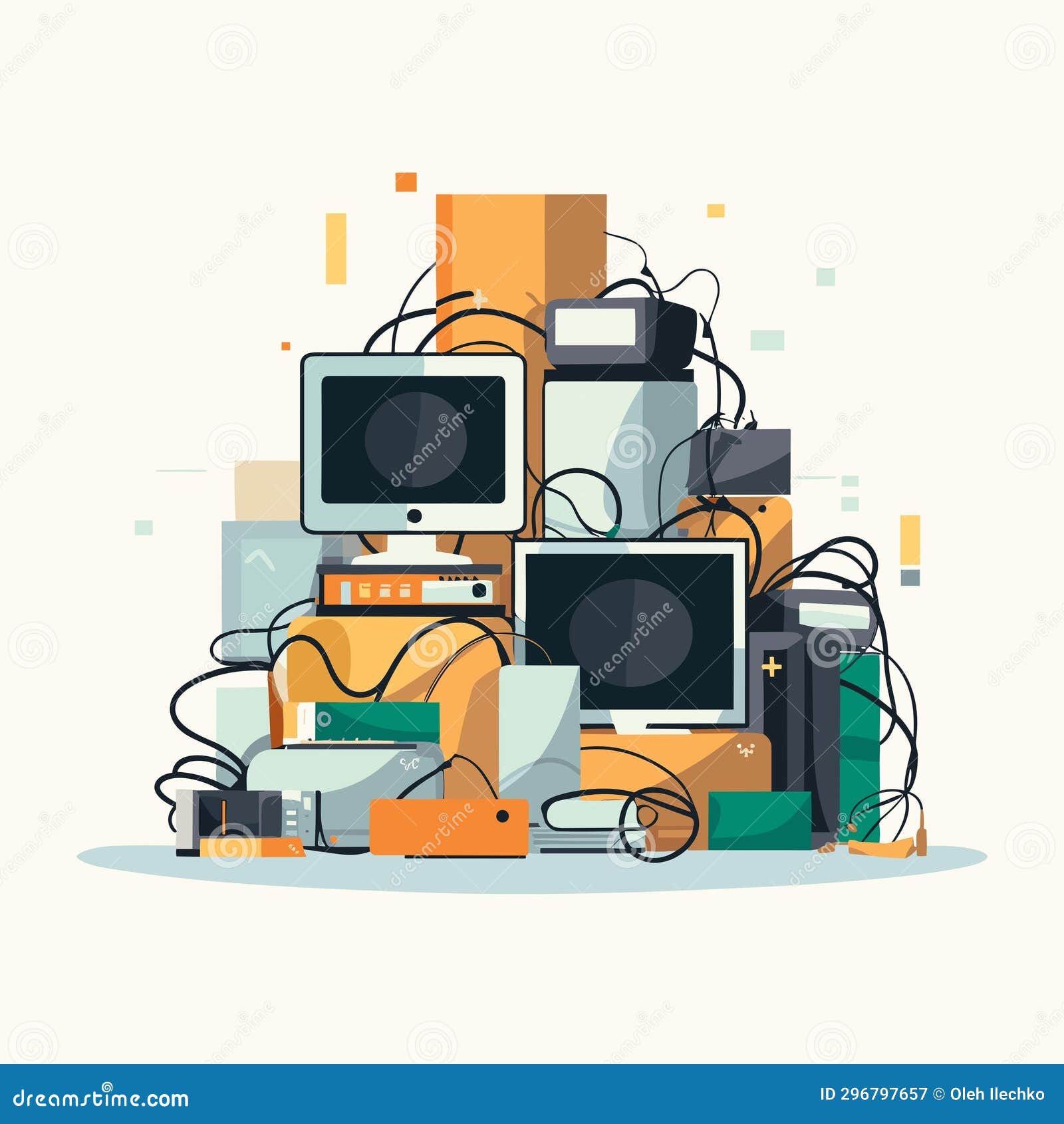 Pile of E-waste Vector Flat Minimalistic Isolated Illustration Stock ...