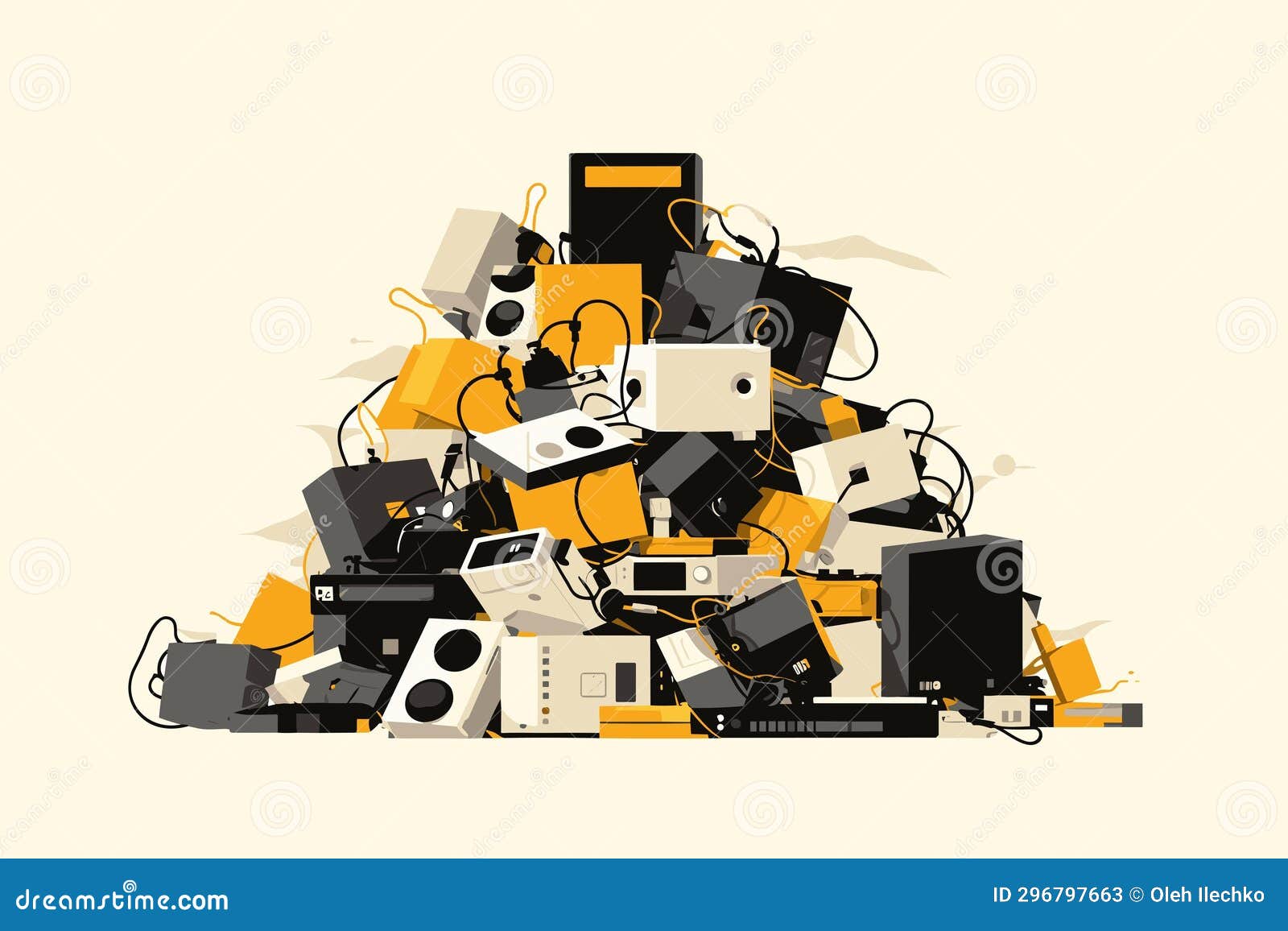 Pile of E-waste Vector Flat Minimalistic Isolated Illustration Stock ...