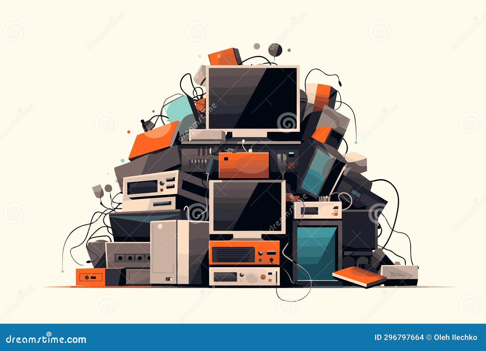 Pile of E-waste Vector Flat Minimalistic Isolated Illustration Stock ...