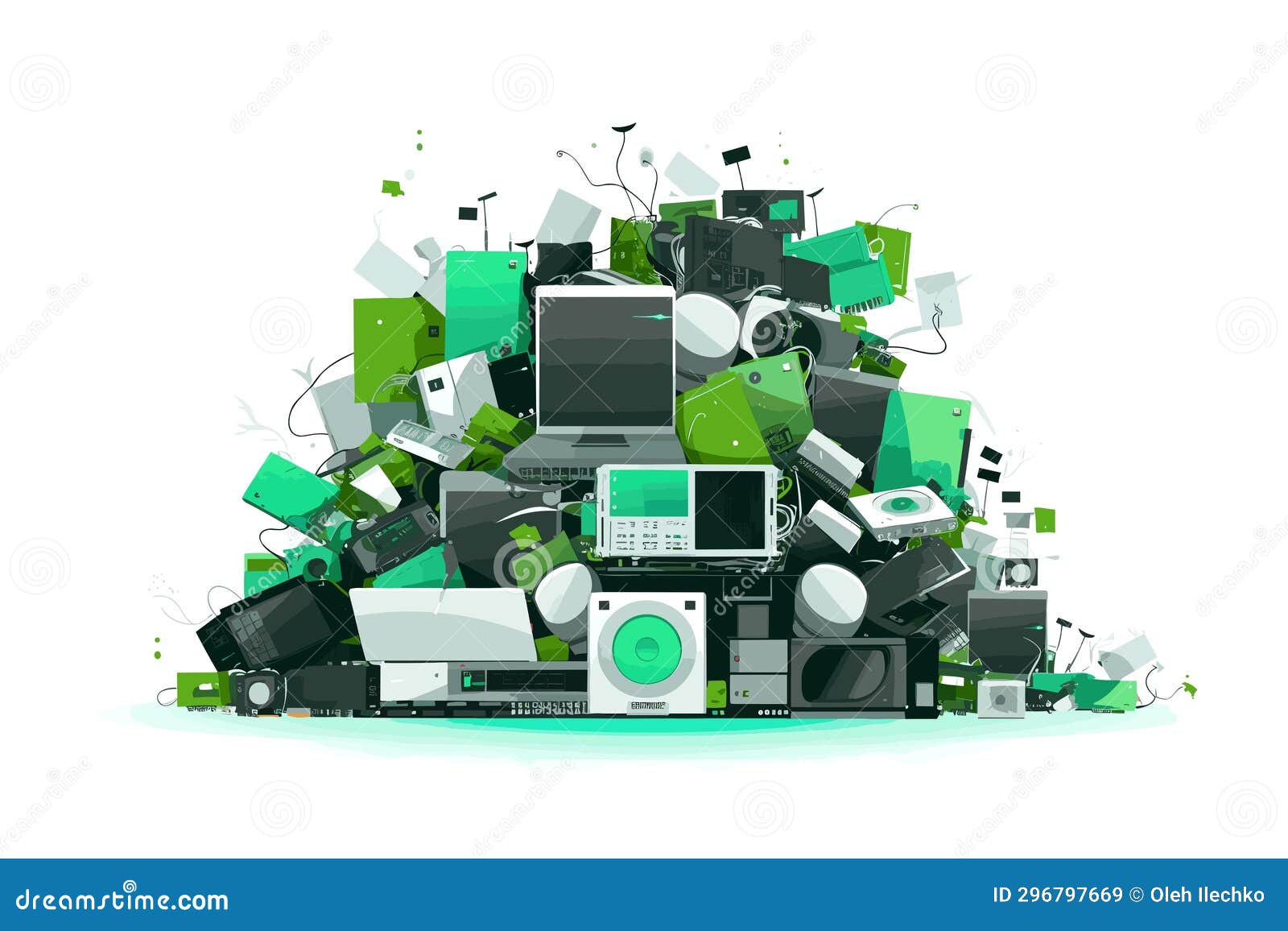 Pile of E-waste Vector Flat Minimalistic Isolated Illustration Stock ...