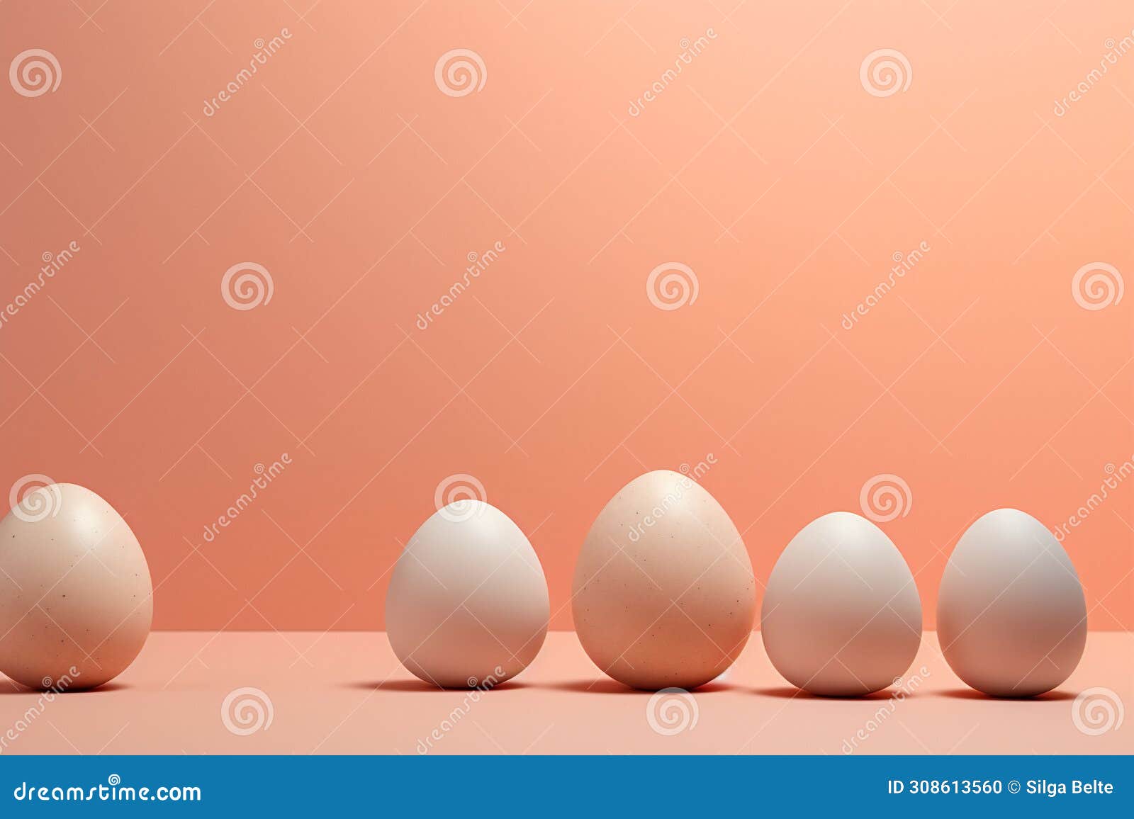 Pile of Easter Eggs of Different Sizes in Peach Fuzz Colour. Surface ...