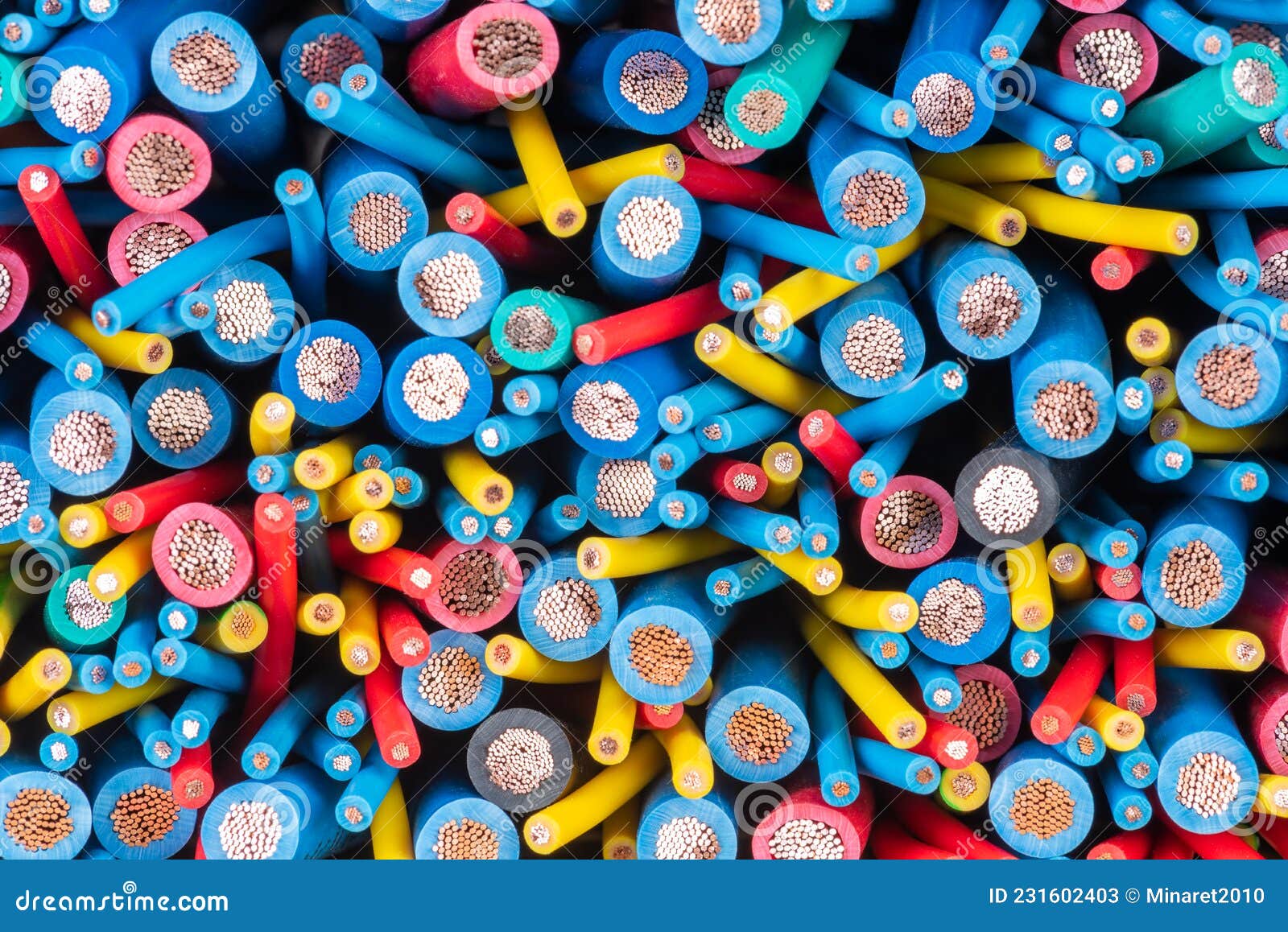 Pile of Electrical Copper Cable Cross Section Stock Image - Image of ...