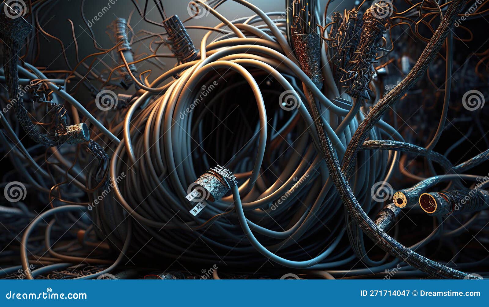 Pile of Electrical Cords Wires and Pipes Created by Generative AI Stock ...