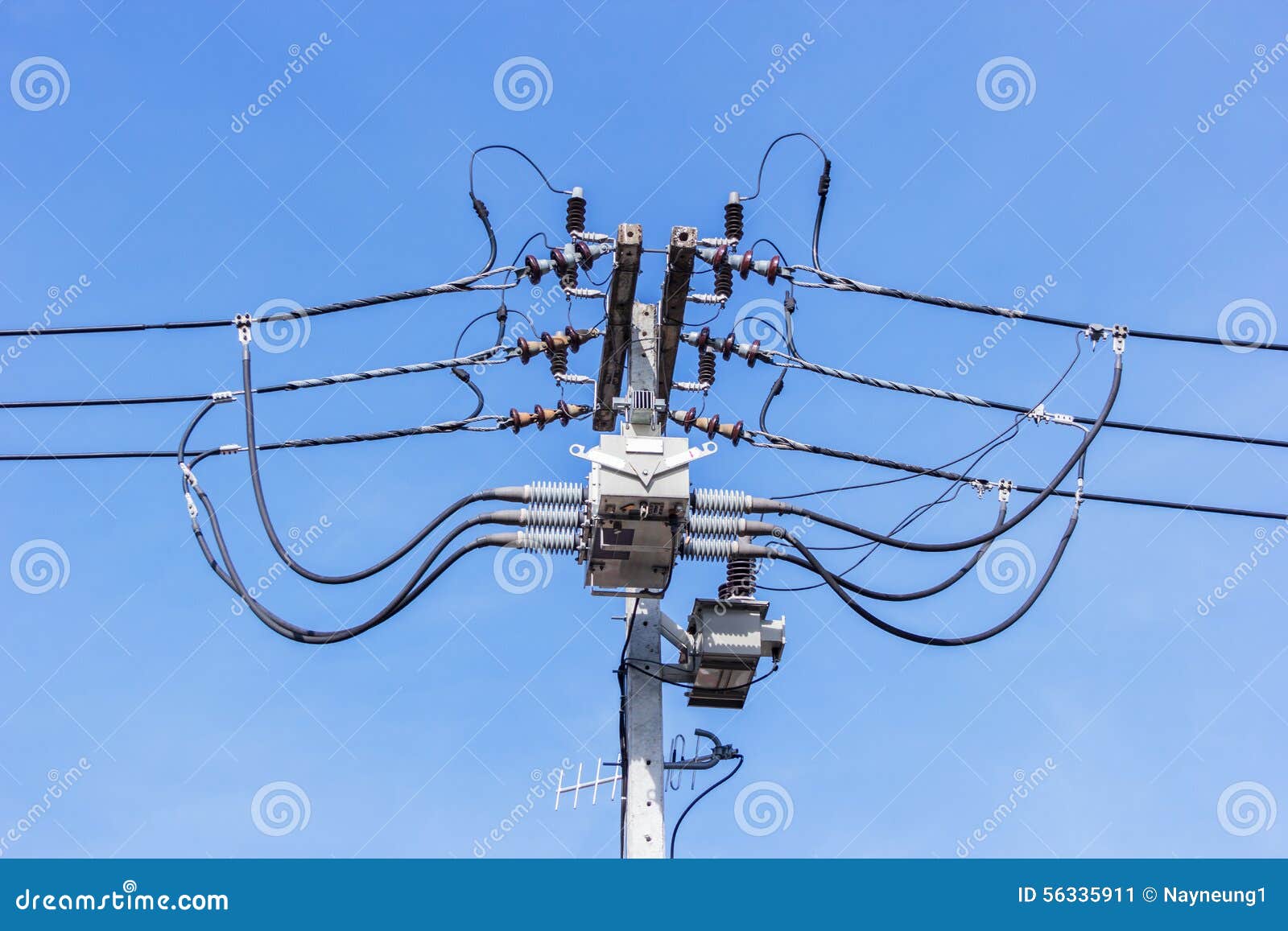 Pile of Electrical Wiring on Blue Sky. Stock Image - Image of ...