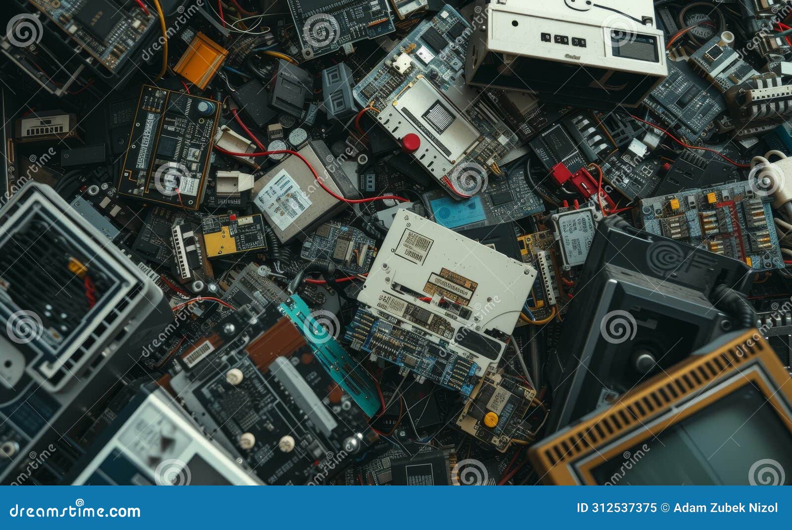 Pile of Electronic Waste and Components Stock Illustration ...