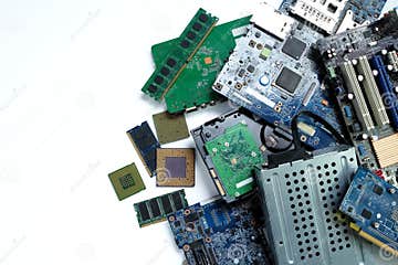 Pile of Electronic Waste, Motherboard Computer and Cpu Microchips ...
