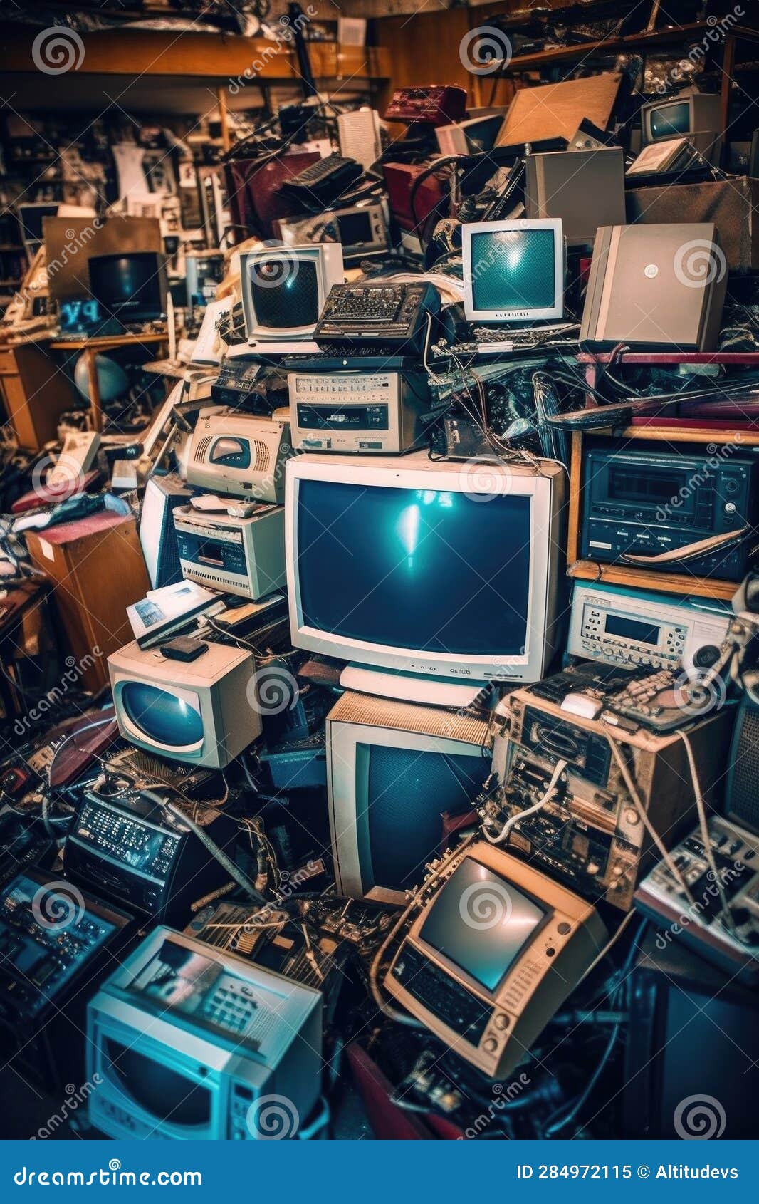 Pile of Electronic Waste, Old Computers and Devices Stock Image - Image ...