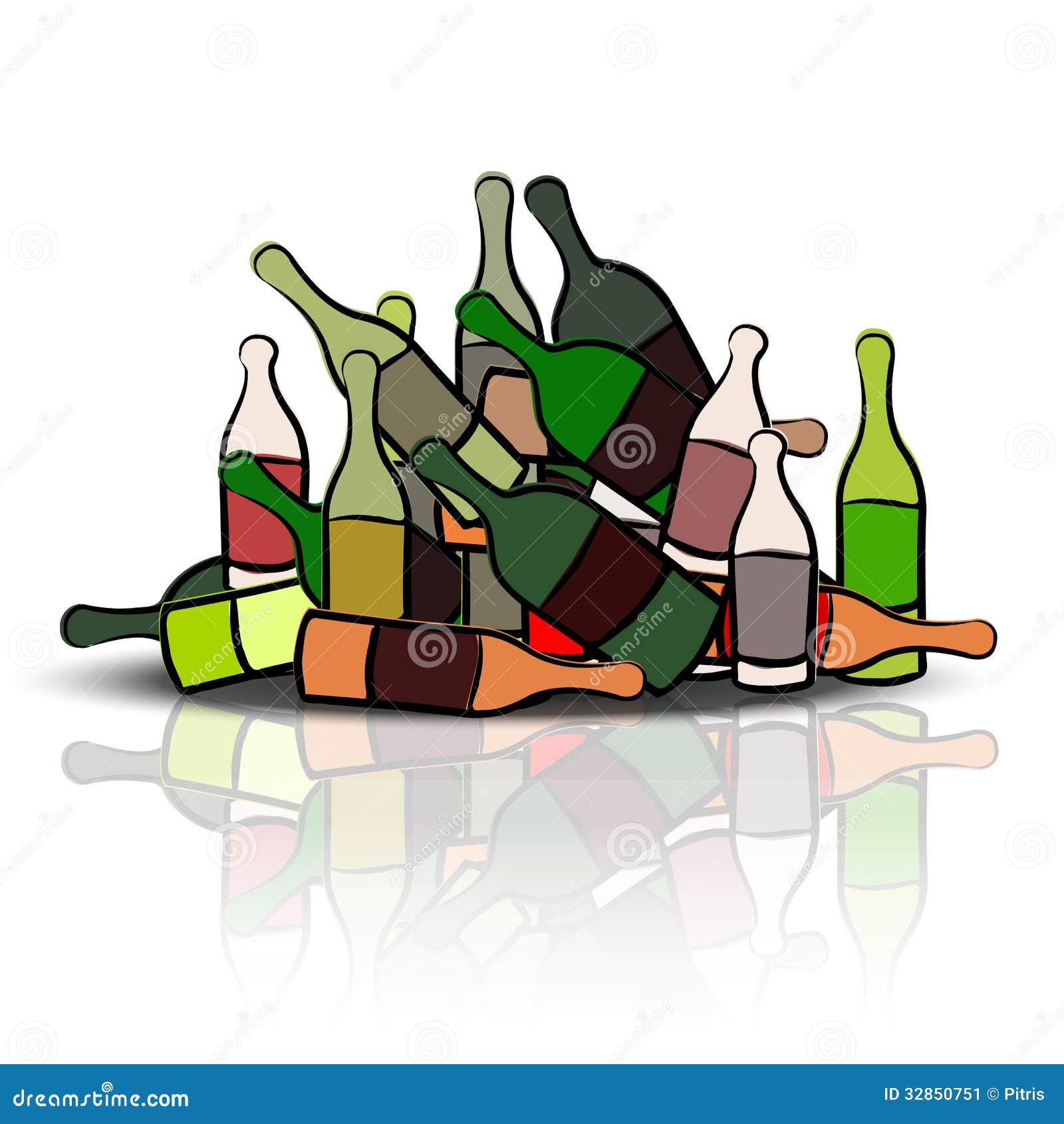 Empty Bottles Of Potions With Magic Smoke Cartoon Vector ...